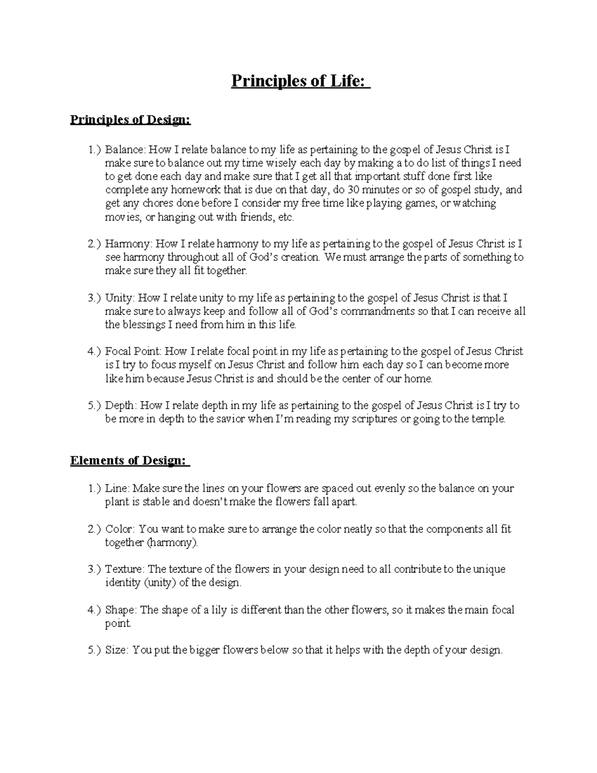 Principles of Life assignment floral design - Principles of Life ...