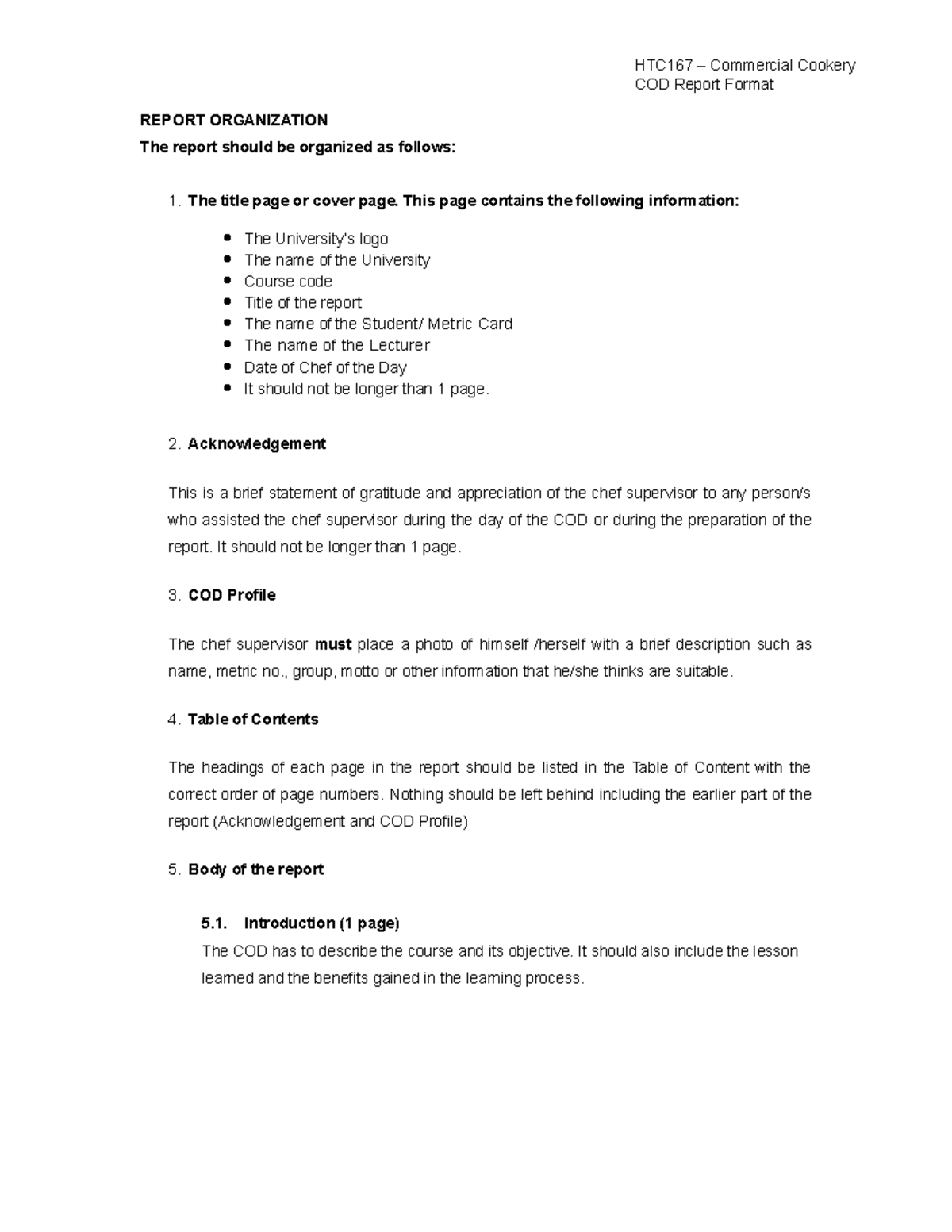 COD Report - palataw - HTC167 – Commercial Cookery COD Report Format ...