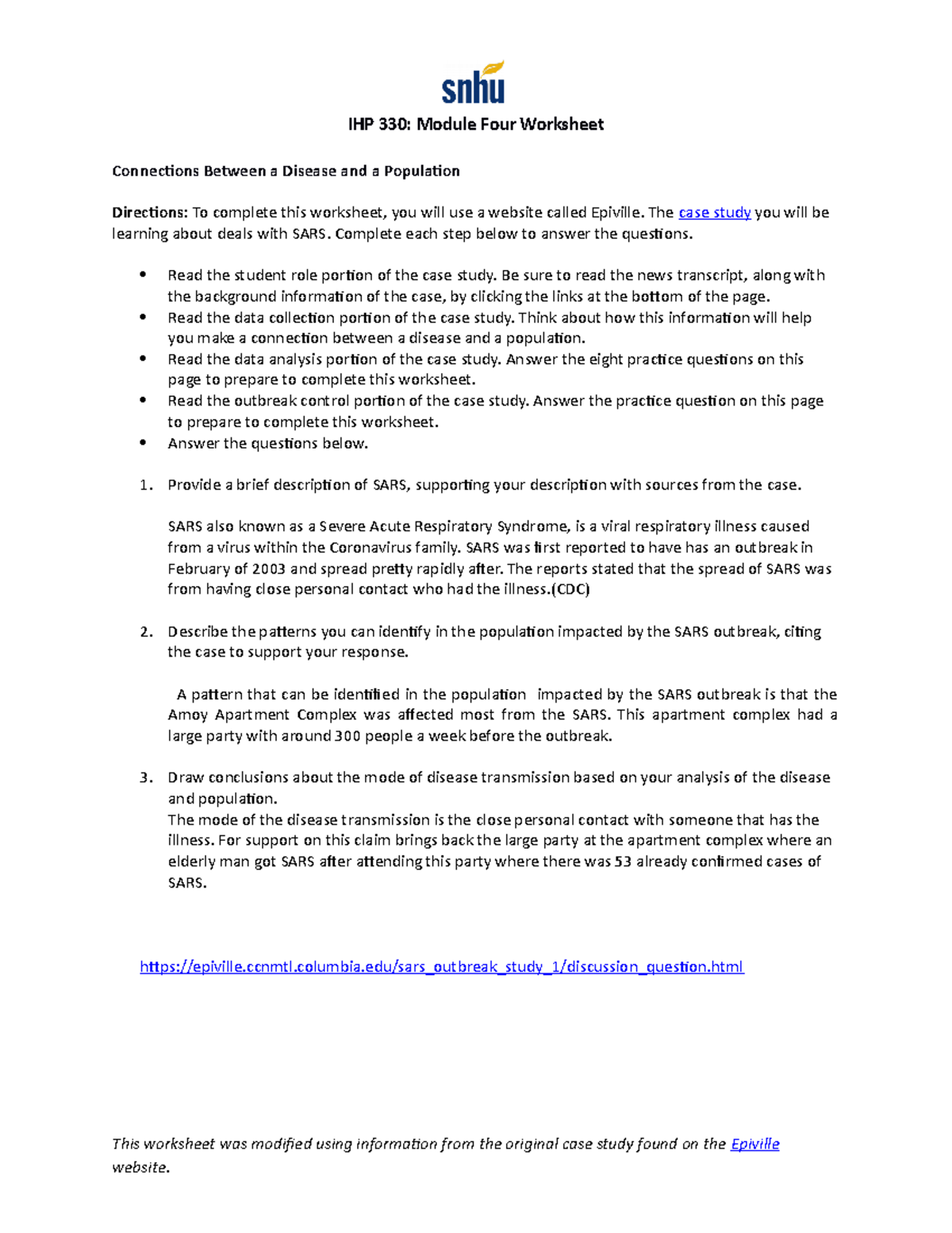 IHP 330 Module Four Worksheet - IHP 330: Module Four Worksheet ...