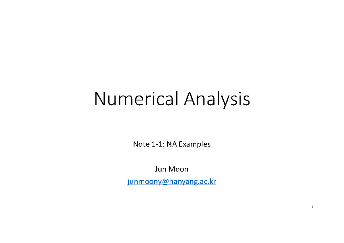 Note 1 1 NA Examples - lecture note - Numerical Analysis Note 1-1: NA ...