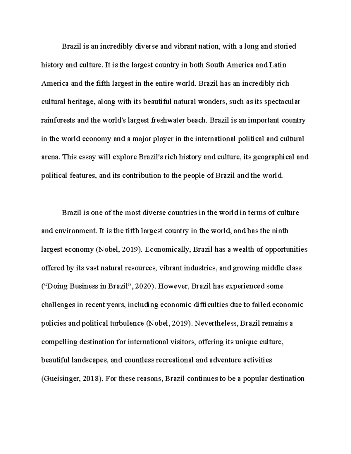 Brazil Essay - Semester 1 - Brazil is an incredibly diverse and vibrant ...