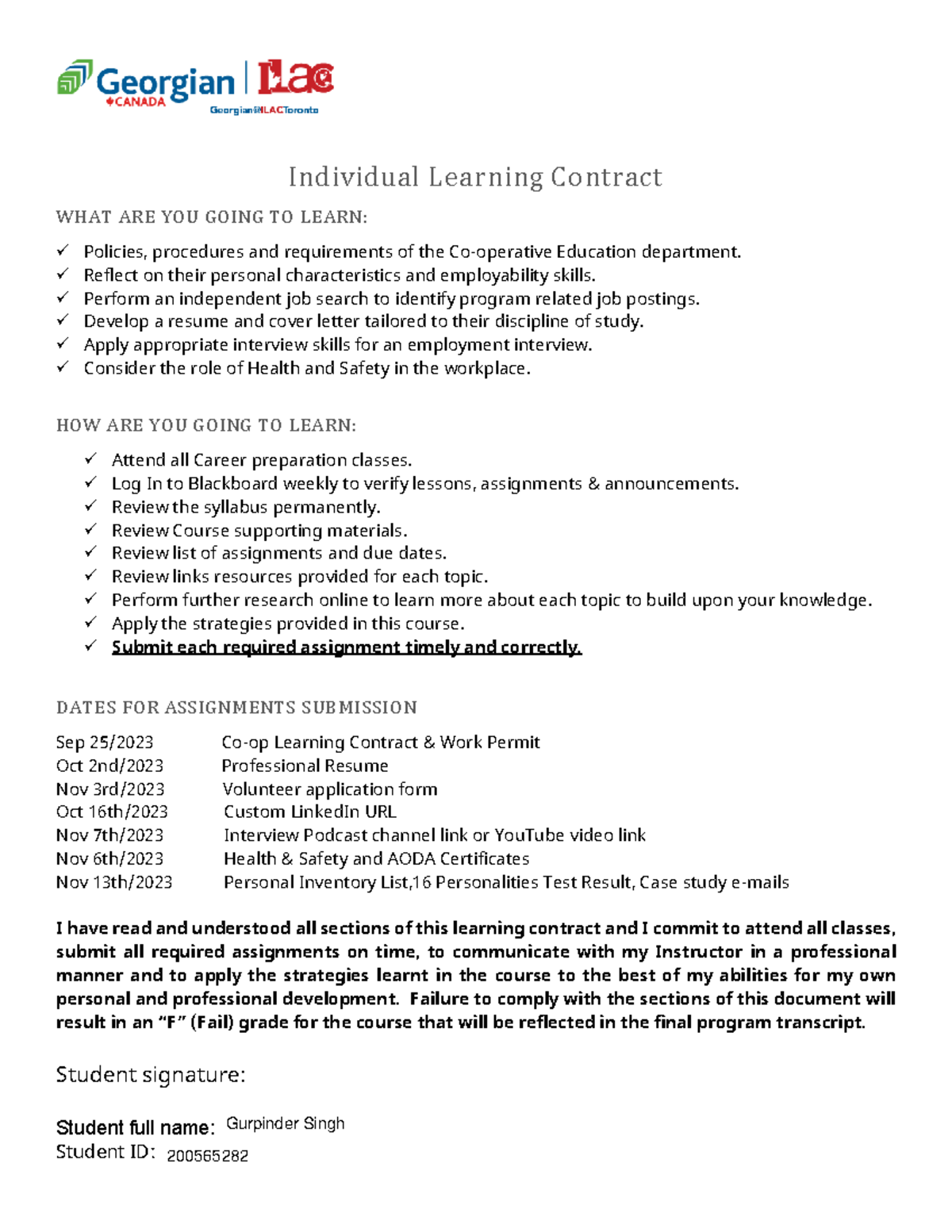 Learning Contract - njjiiplmmlm[inipm'l, ipuoijokl;m ipjlkml mhjok;l ...