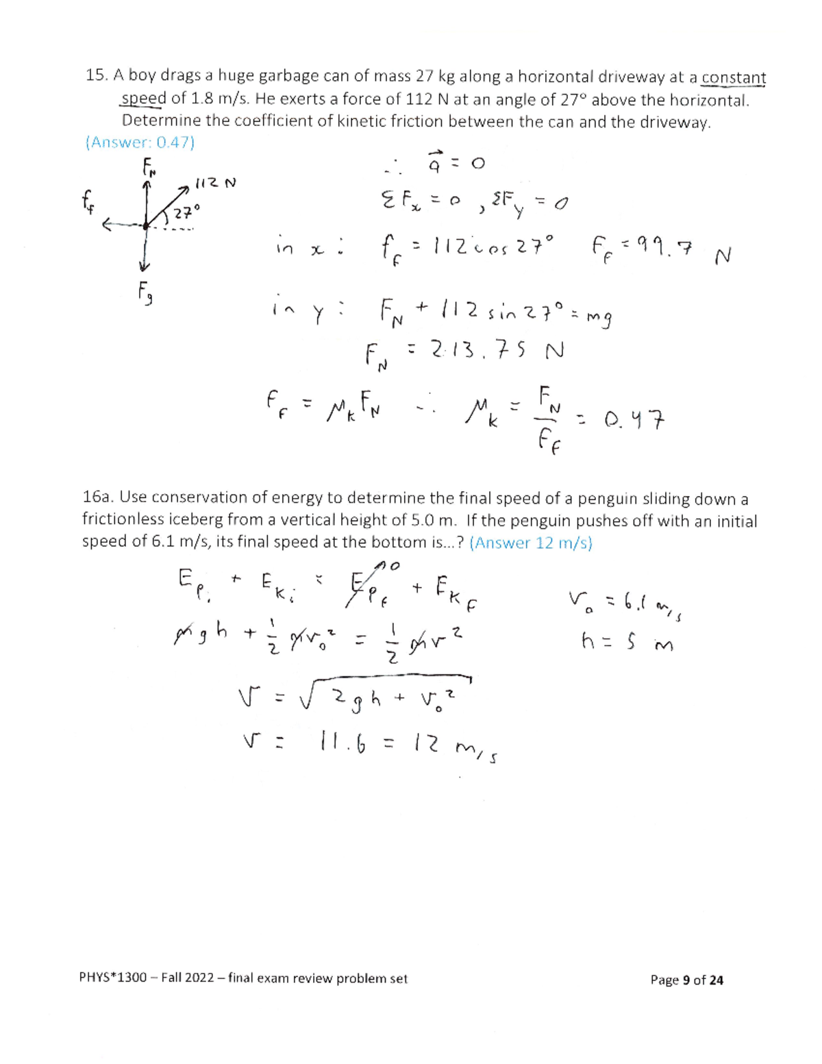 PHYS1300 exam prep solutions 15 to 32 - Phys1300 - Studocu