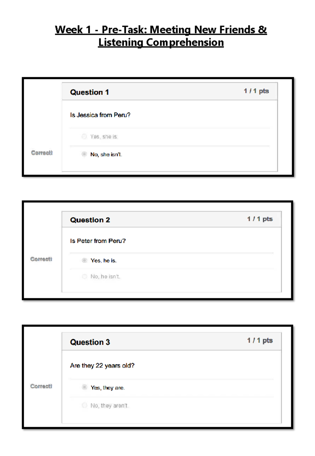 Week 1 - Pre-Task Meeting New Friends y Listening Comprehension ...