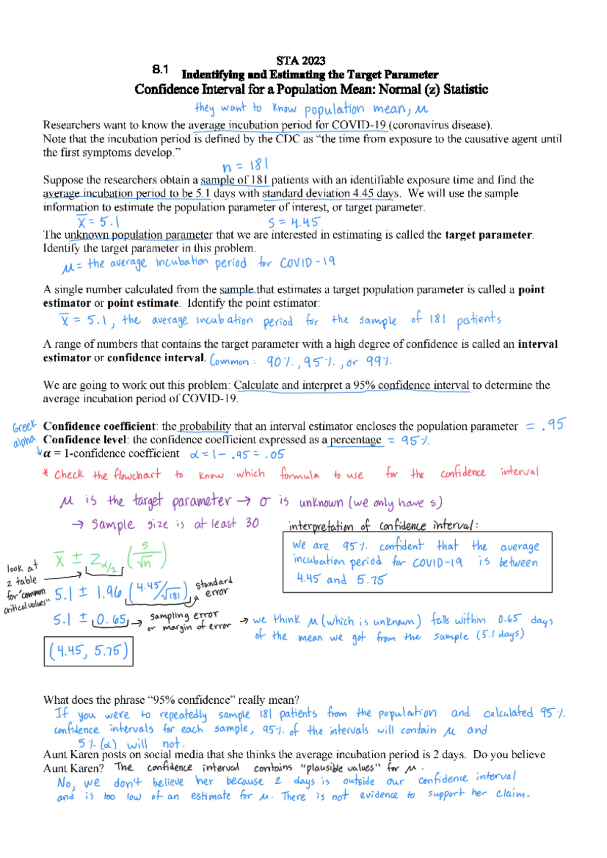 Confidence intervals - STA 2023 - Studocu