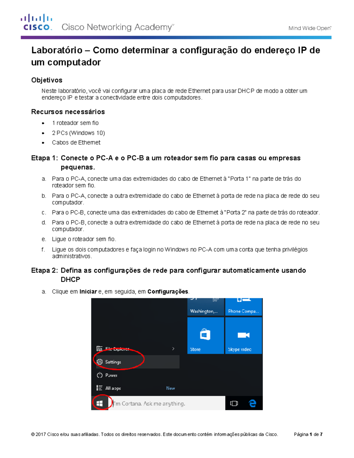 2.1.2.5 Lab - Determining the IP Address Configuration of a Computer - Laboratório – Como ...