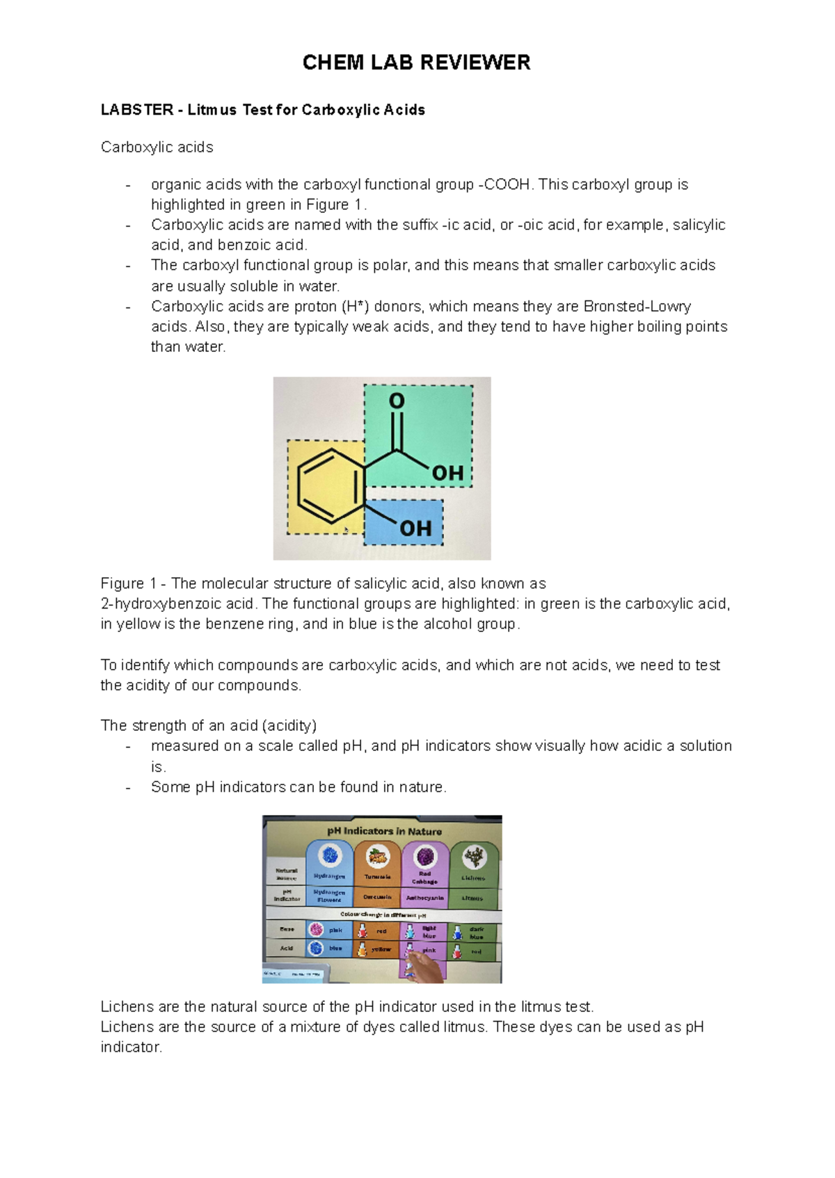 Chem Lab Reviewer Labster Finals - LABSTER - Litmus Test for Carboxylic ...