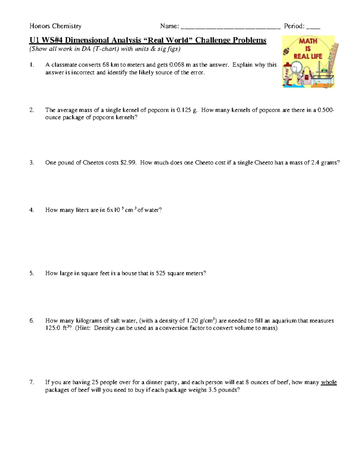DA Challenge Problems - sdfsd - Honors Chemistry Name ...