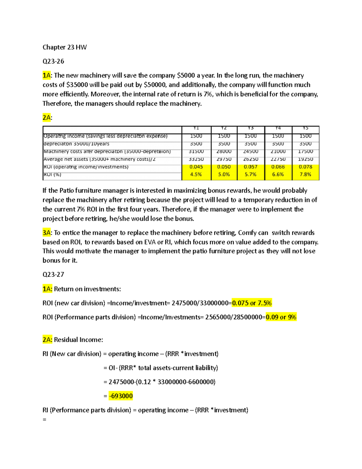 Chapt 23HW - Assignment - Chapter 23 HW Q23- 1A: The new machinery will ...
