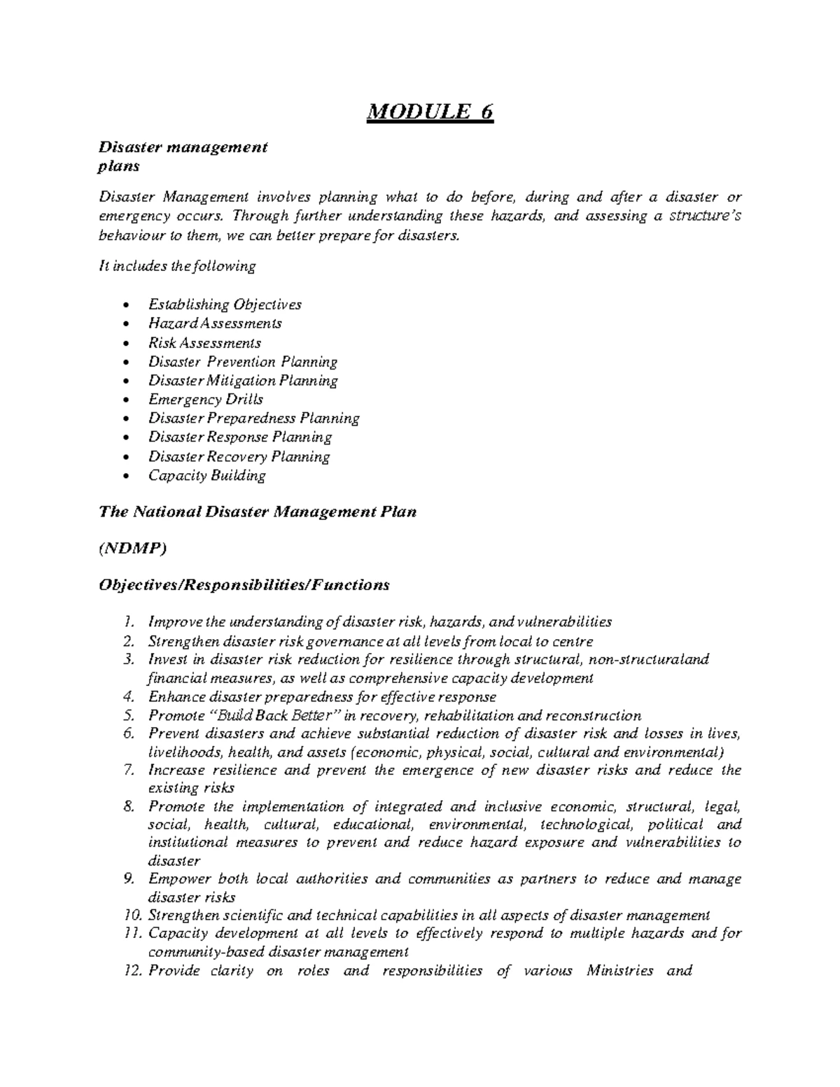 DM 3 Short Notes- Ktunotes - Disaster risk management Elements of ...