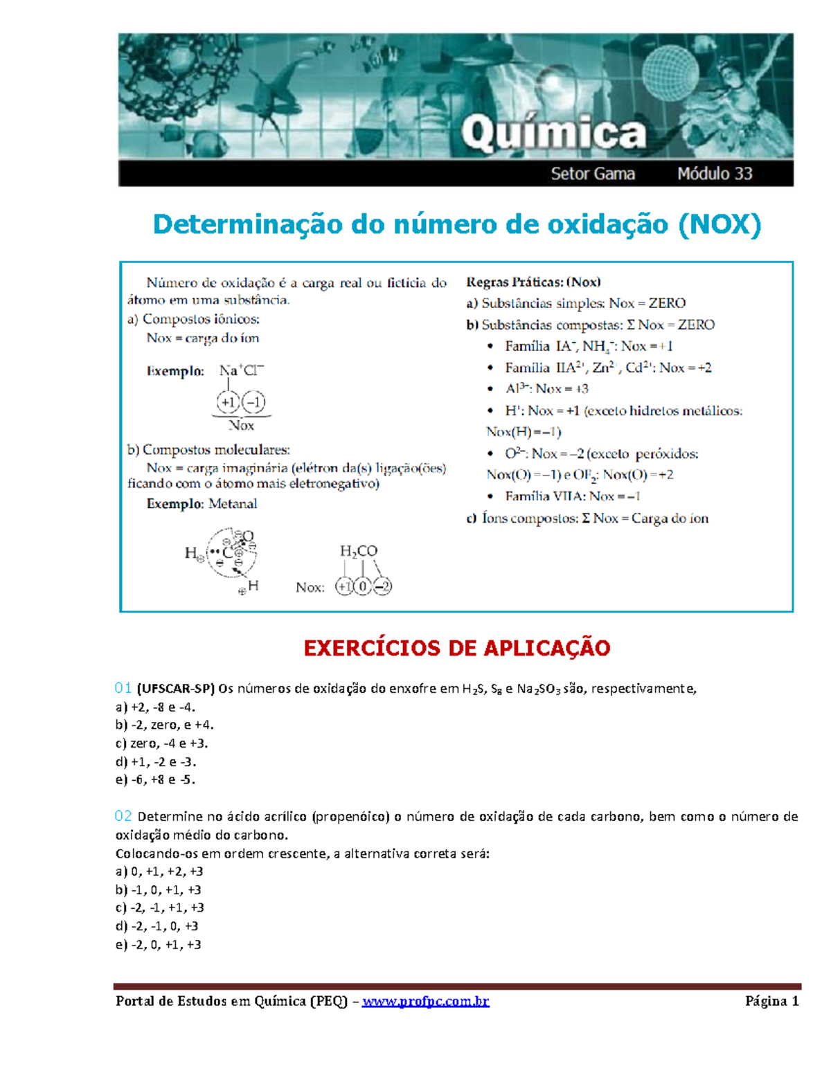 Gama - Módulo 33 - Lista de exercícios - Determinação do número de ...
