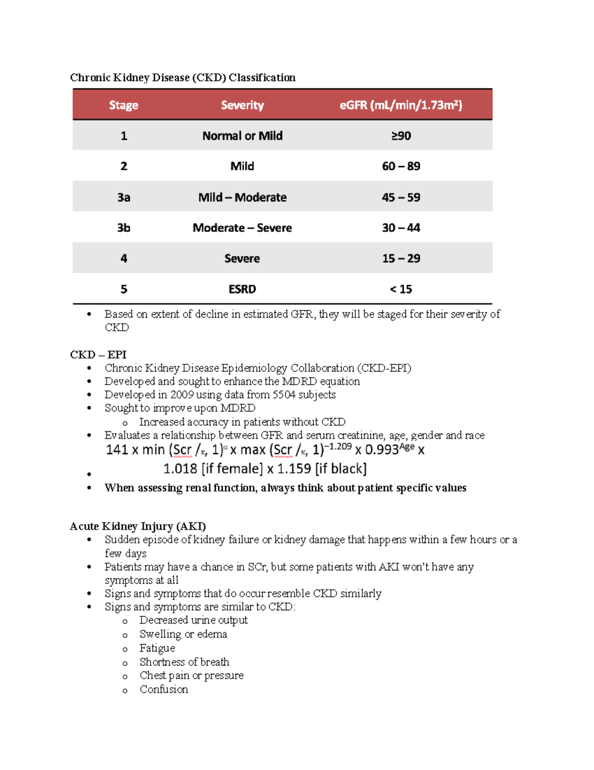 Renal Exam 1 Part 10 - Chronic Kidney Disease (CKD) Classification ...