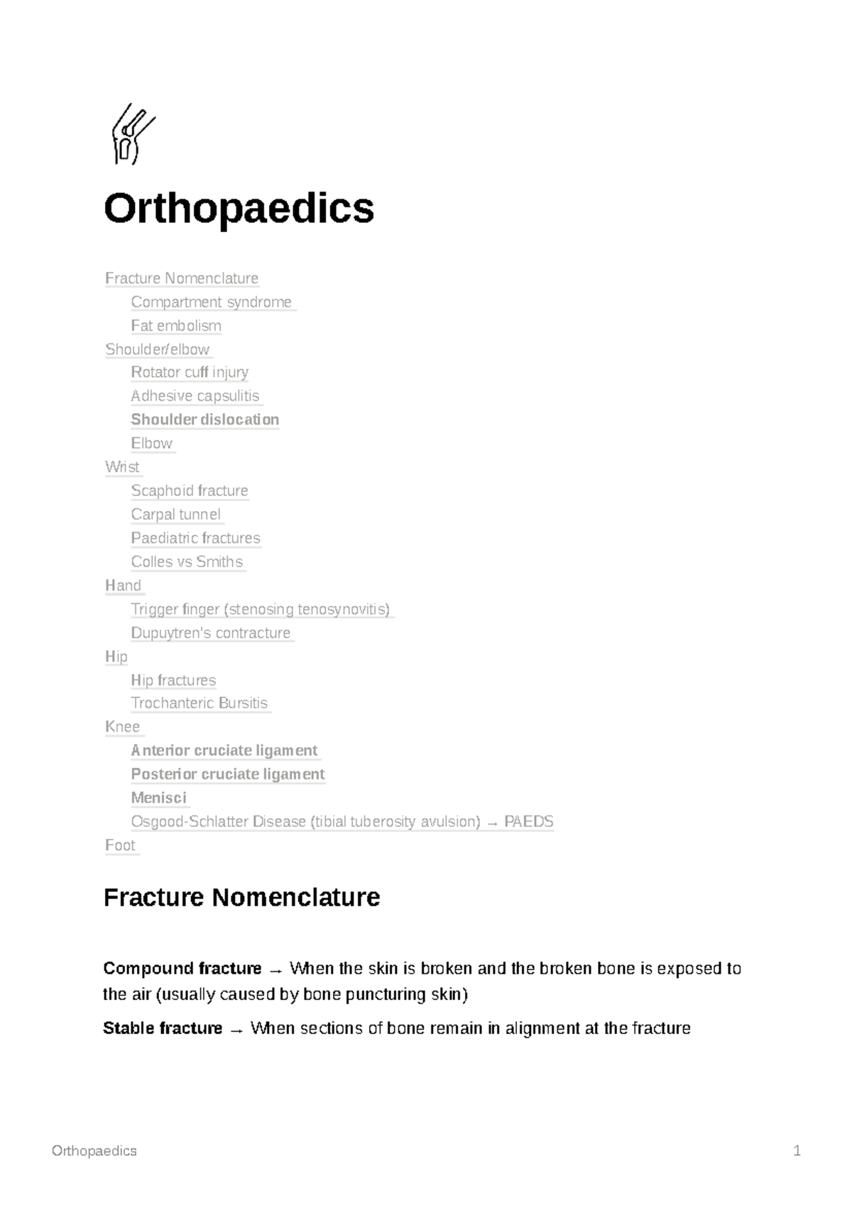 Orthopaedics - All the clinical information required for medical school ...