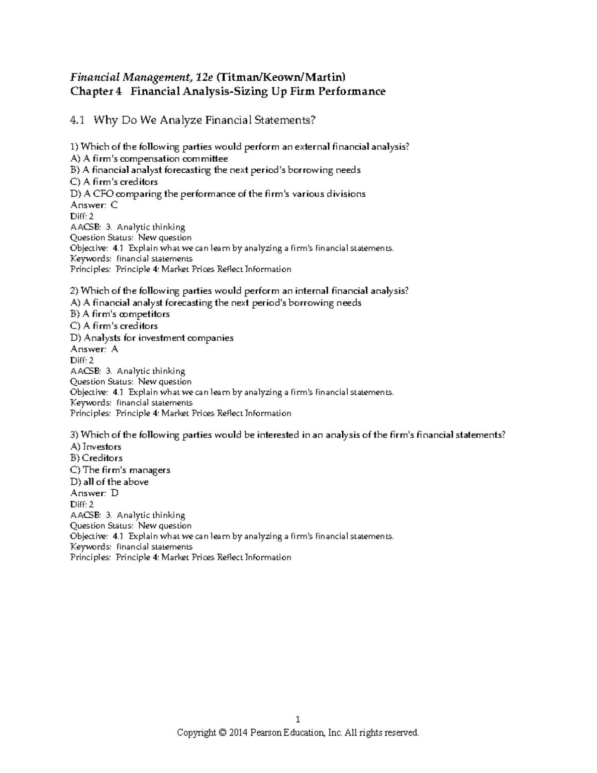 Sample/practice exam 2019, questions and answers - Financial Management ...