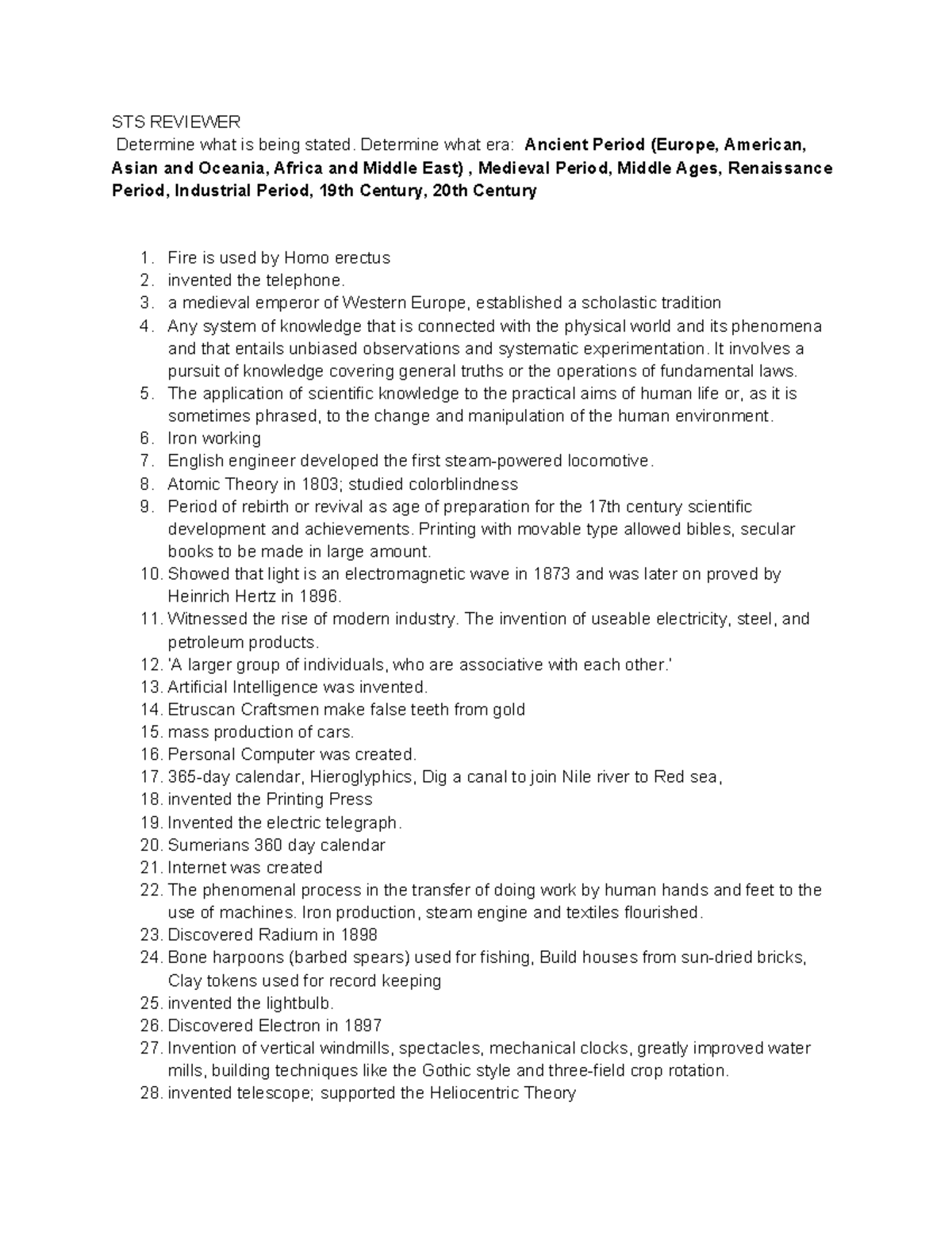 STS Reviewer - STS REVIEWER Determine what is being stated. Determine ...