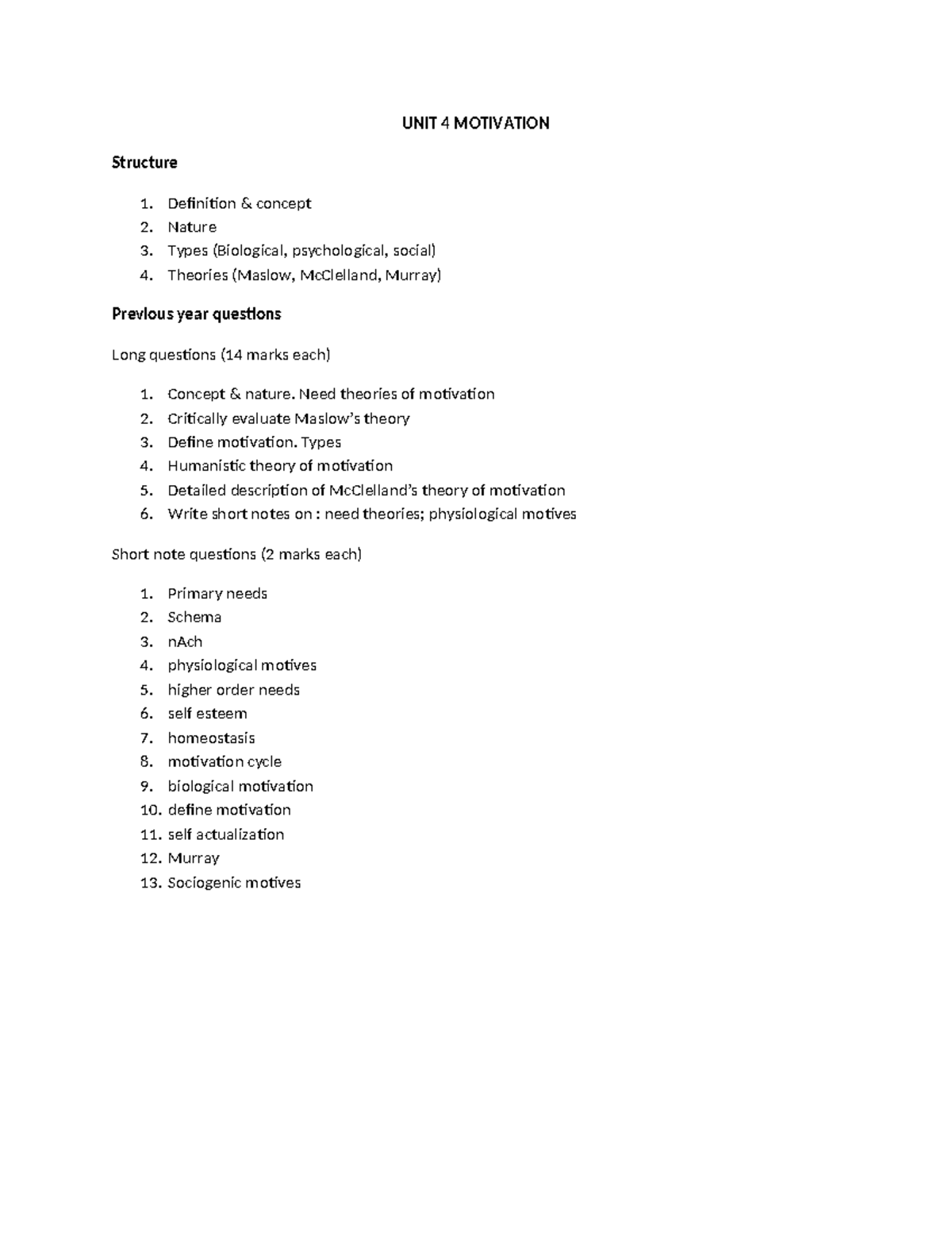 BA1 UNIT 4 Motivation - practical - UNIT 4 MOTIVATION Structure 1 ...