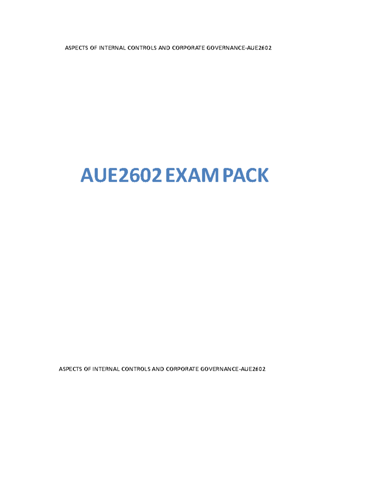AUE2602-Exampack-2015 - ASPECTS OF INTERNAL CONTROLS AND CORPORATE ...