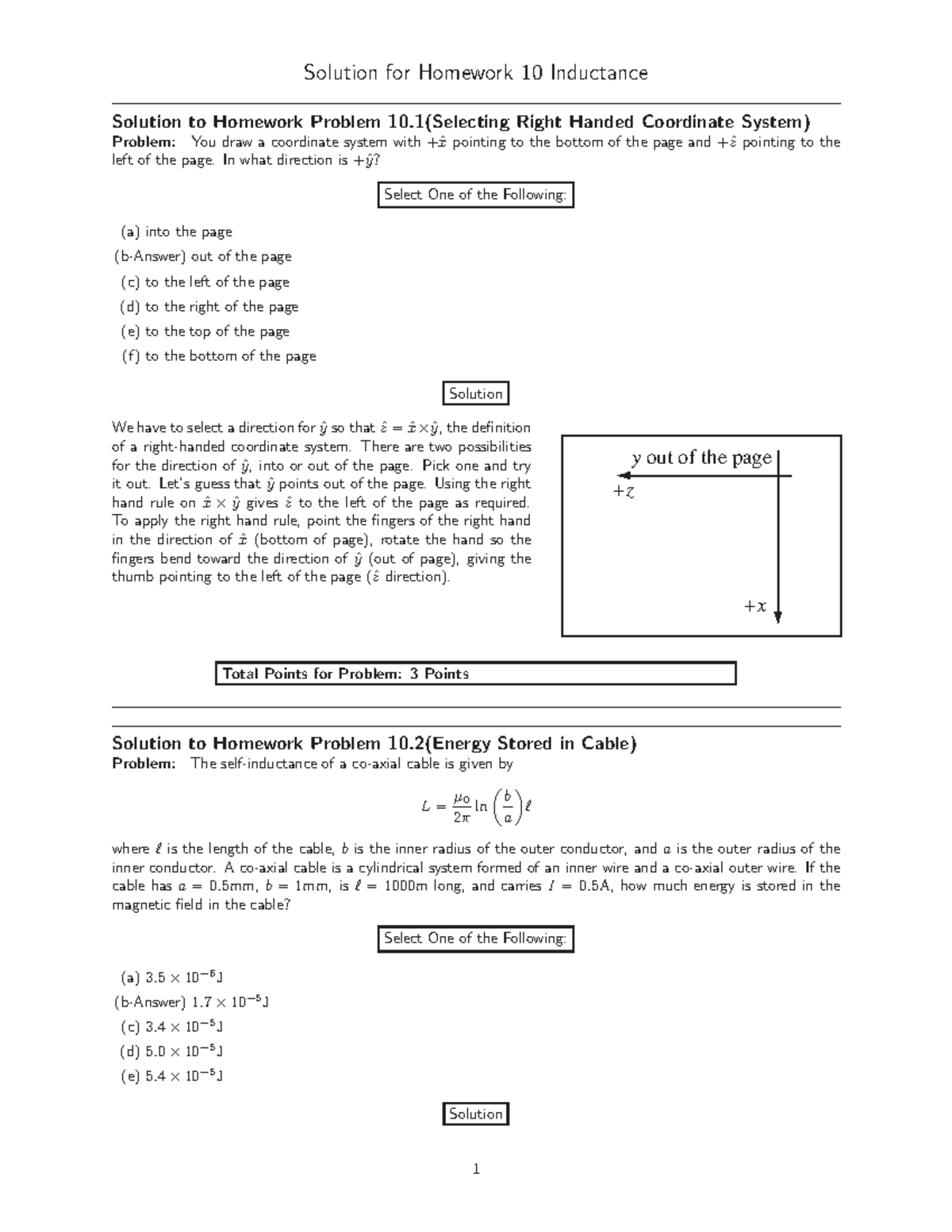 Homework-10-solution - Solution for Homework 10 Inductance Solution to ...