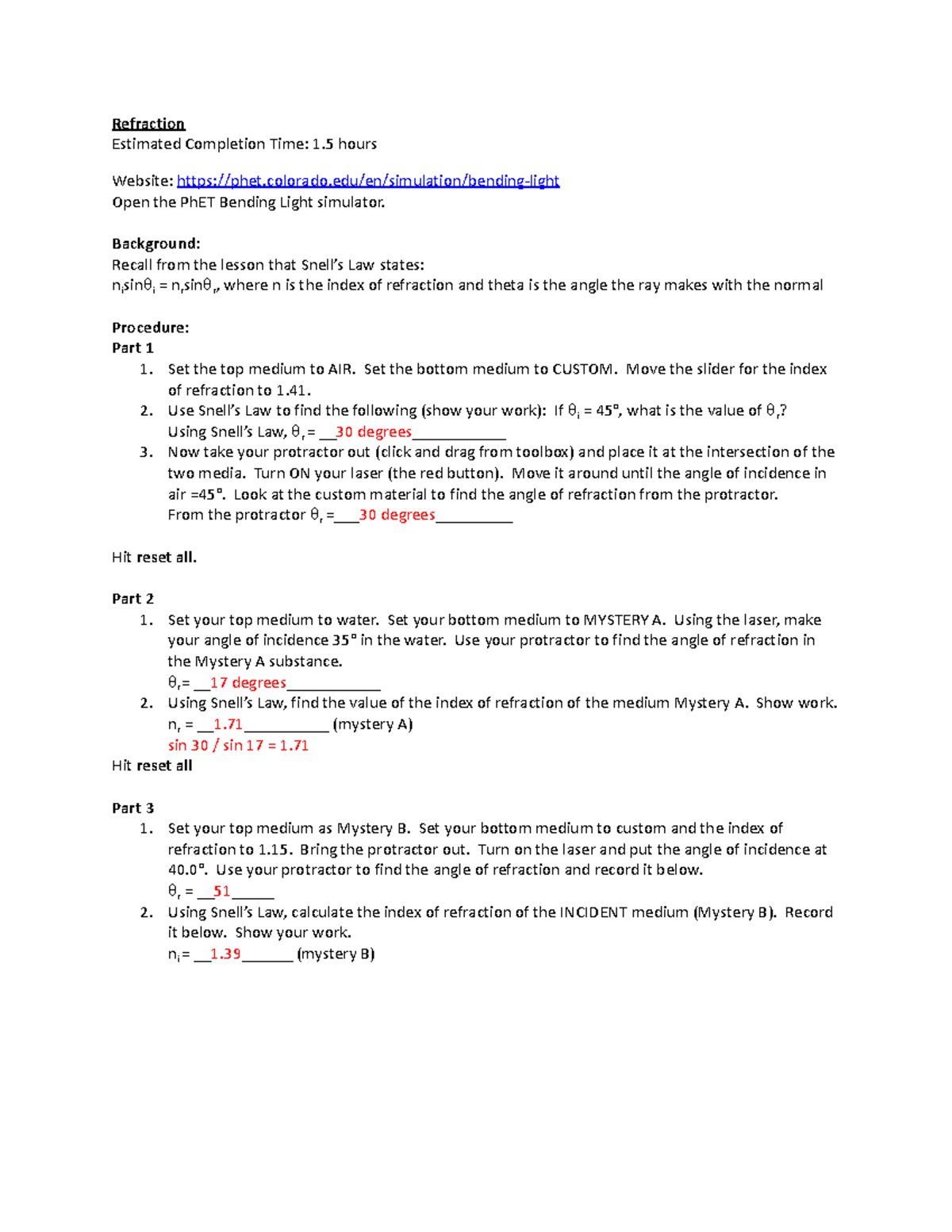 Refraction - kuh - Refraction Estimated Completion Time: 1 hours ...