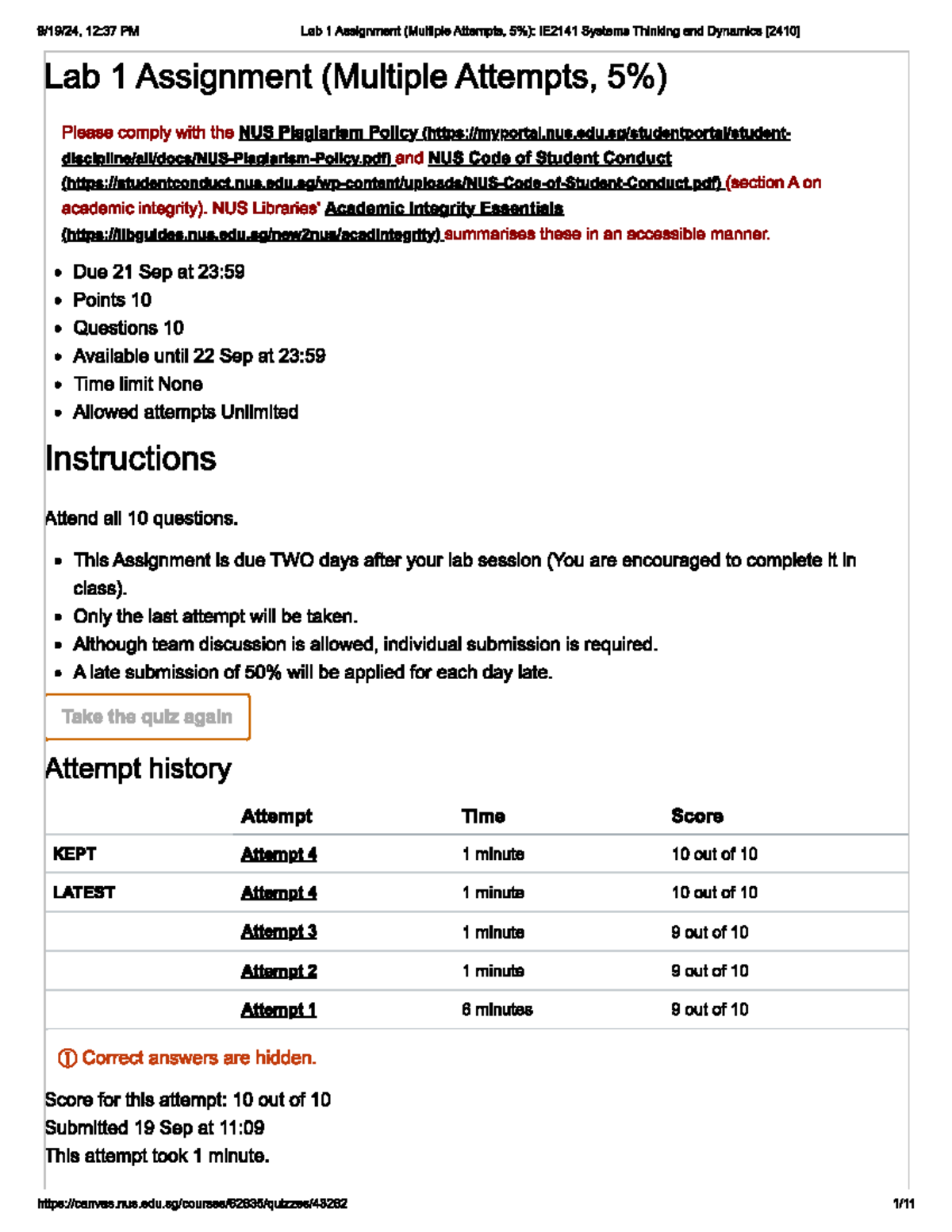 LAB 1 Assignment - 12:37 PM Lab 1 Assignment (Multiple Attempts, IE2141 Systems Thinking and ...