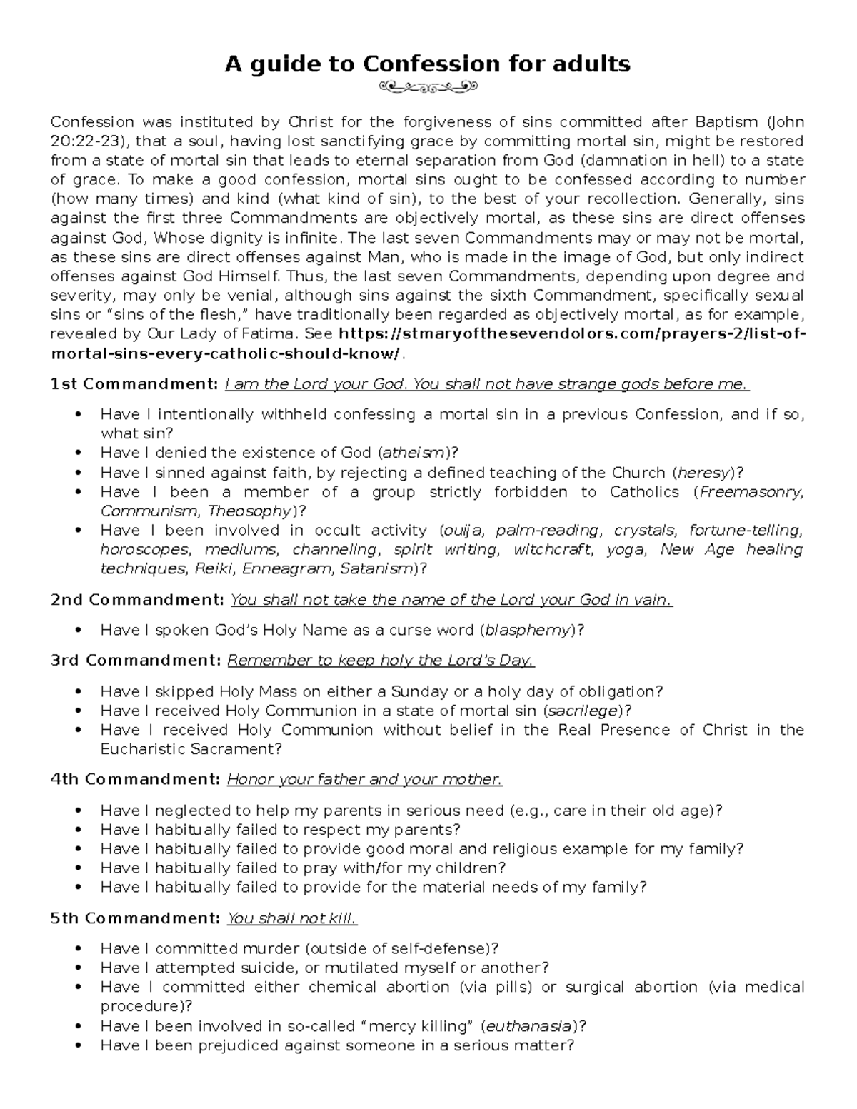 A guide to Confession for adults - A guide to Confession for adults ...