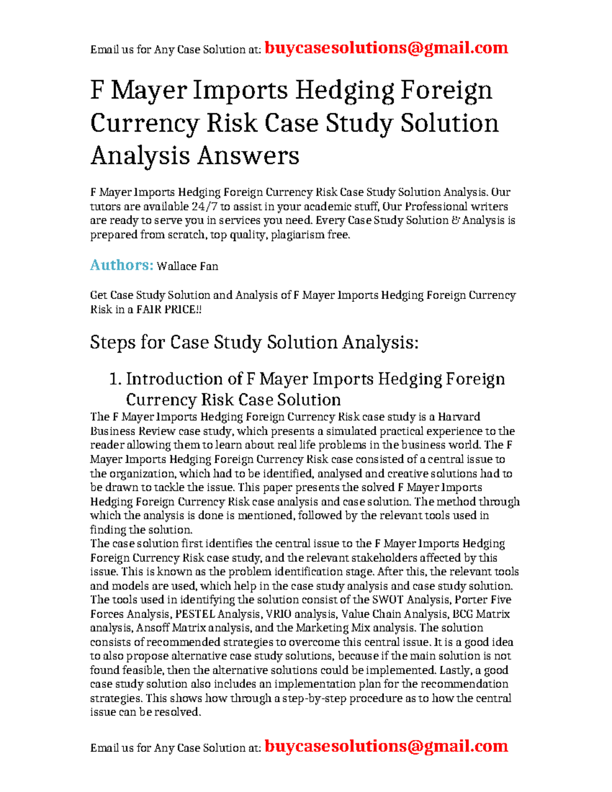 Case Solution F Mayer Imports Hedging Foreign Currency Risk - F Mayer Imports Hedging Foreign ...