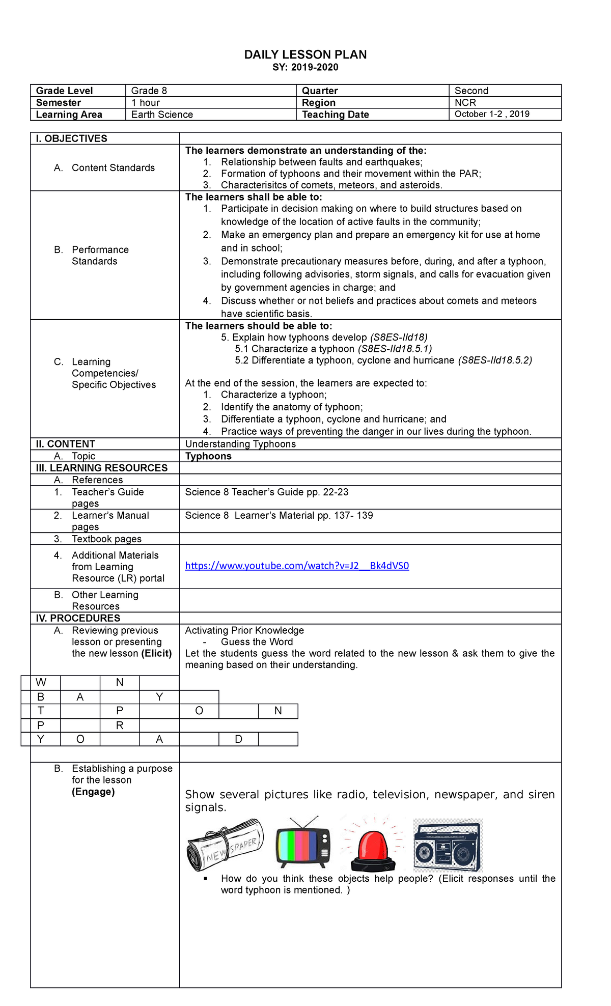 431584894-DLP-Typhoons - DAILY LESSON PLAN SY: 2019- Grade Level Grade ...