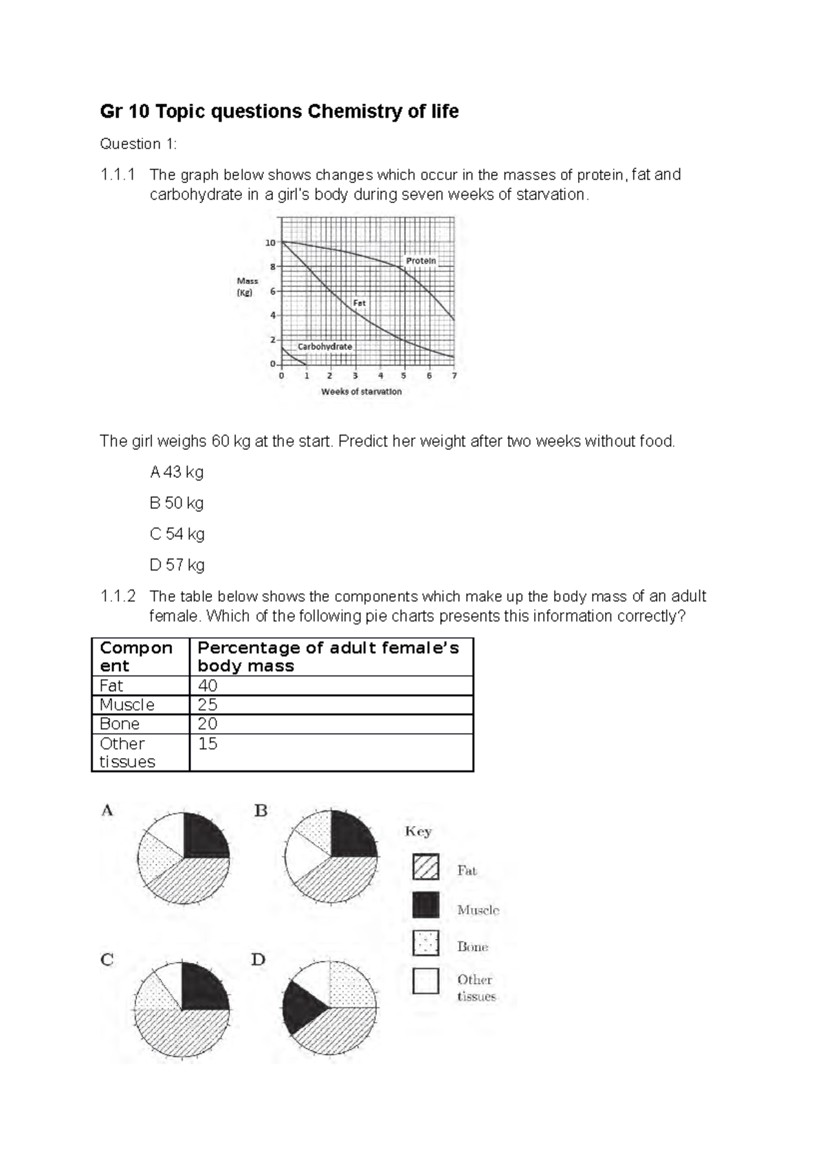 Gr 10 Topic questions Chemistry of life - 1 The graph below shows ...
