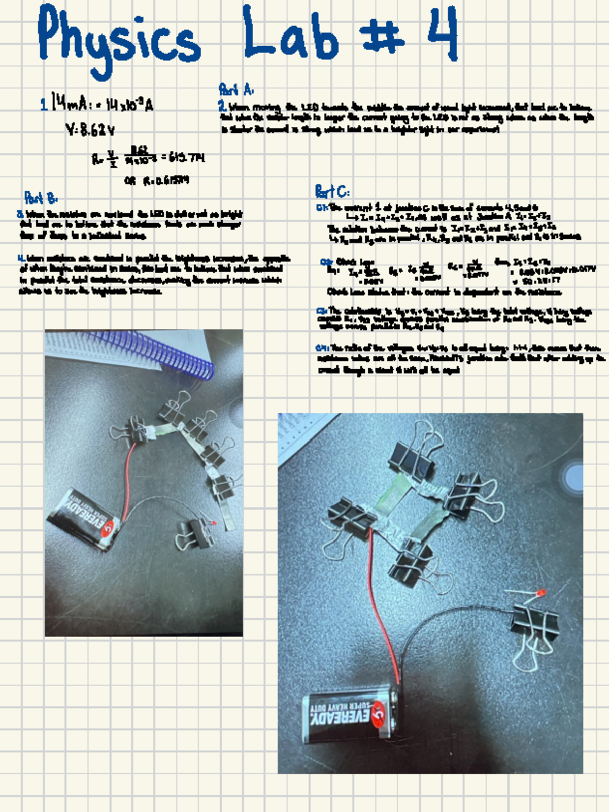 Physics Labs This Is My Lab For Lab 3 Physics Lab Part A 1 14ma 14 X 10 3 A 2 When