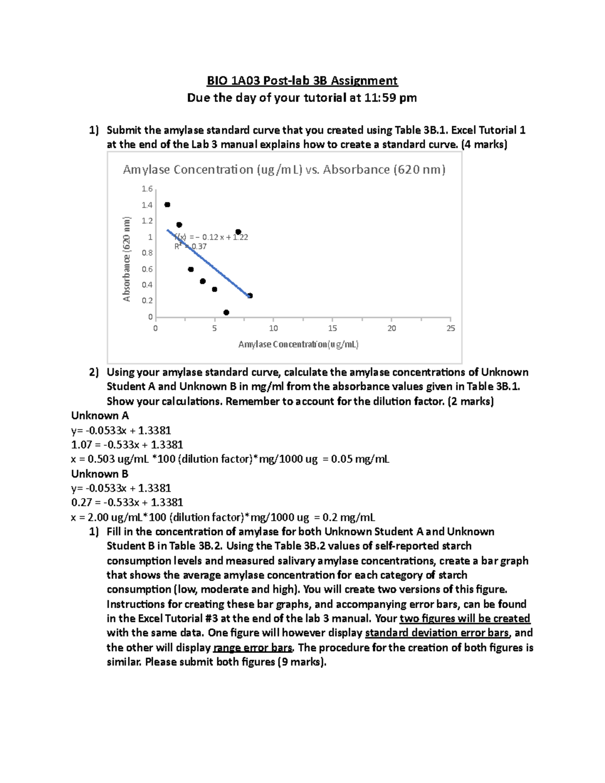 Post-lab Assignment 3B - BIO 1A03 Post-lab 3B Assignment Due the day of your tutorial at 11:59 ...
