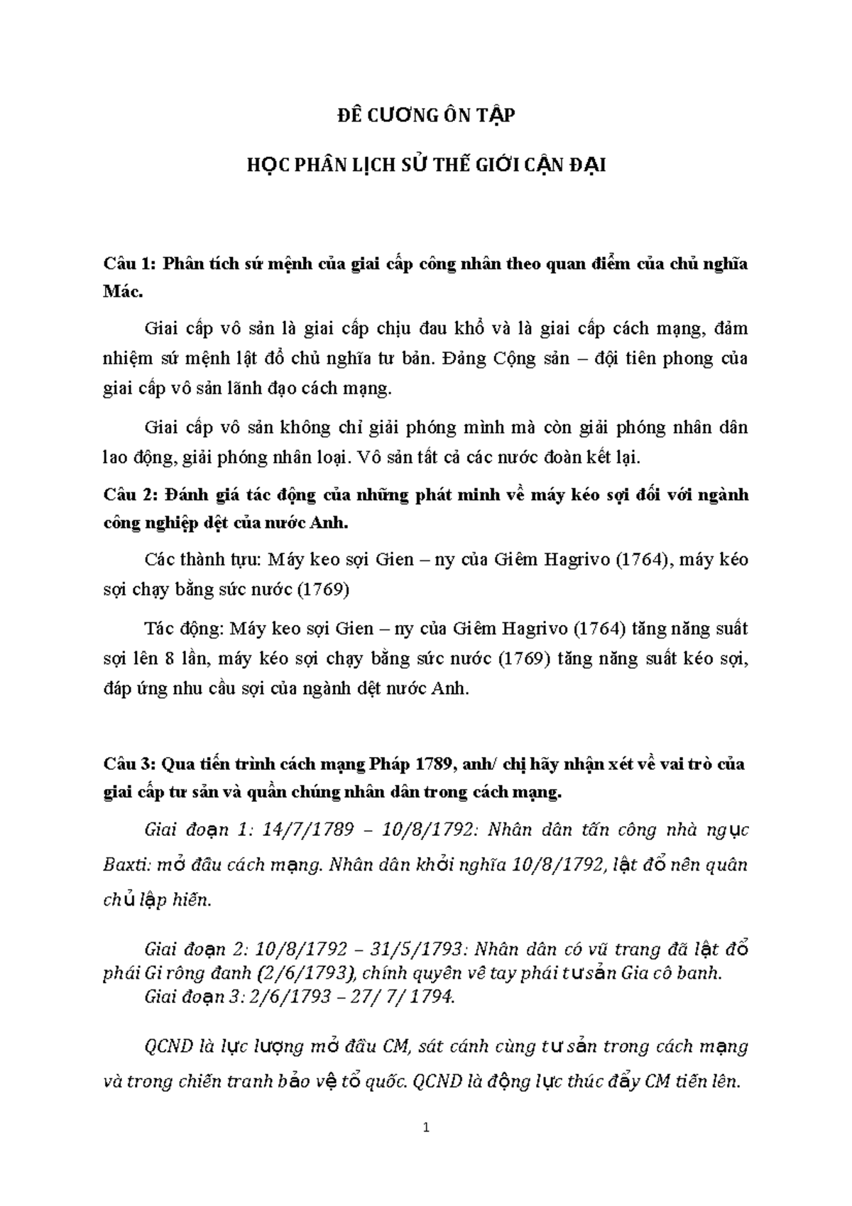ĐỀ CƯƠNG ÔN TẬP - Njjjj - ĐỀỀ C ƯƠNG ÔN T ẬP H ỌC PHẦỀN L CH S Ị Ử THỀẾ ...