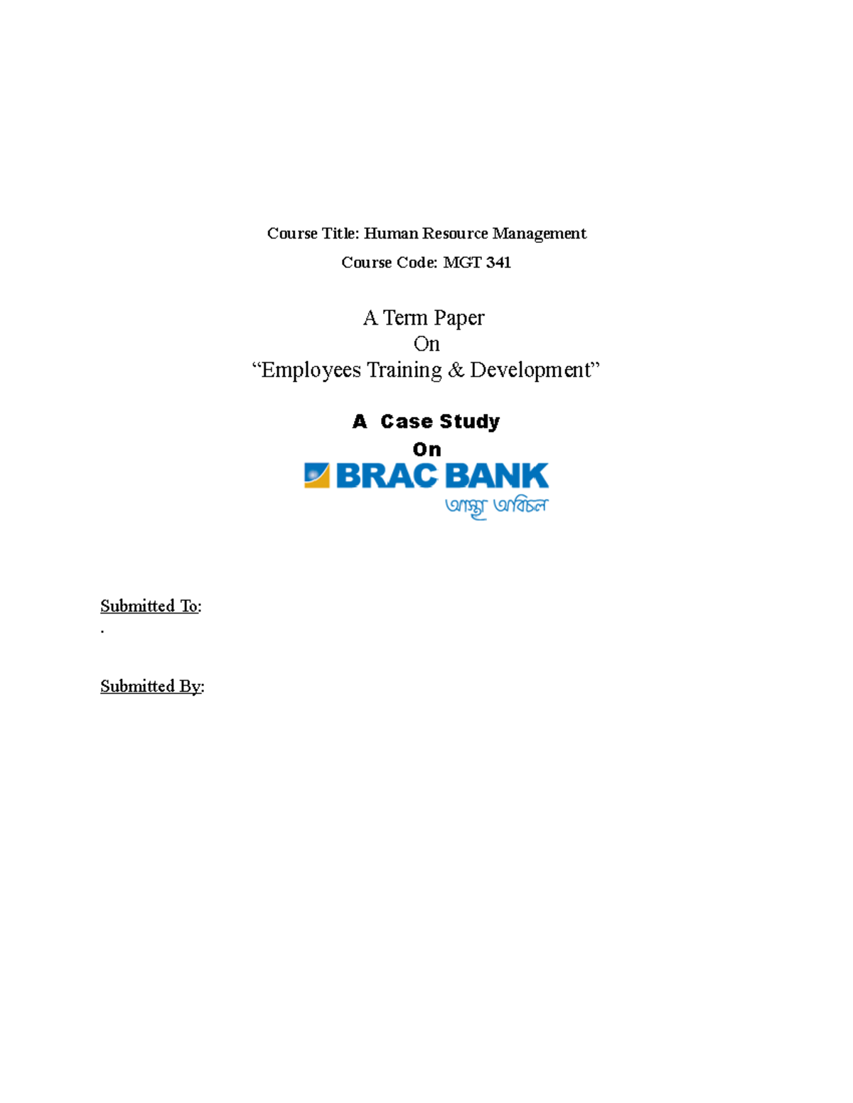 Employees-Training-Development - Course Title: Human Resource ...