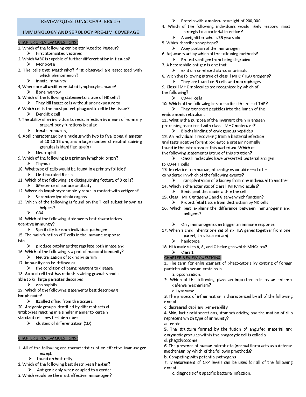 Review- Questionschapter-1-7- IS - REVIEW QUESTIONS: CHAPTERS 1- 7 ...
