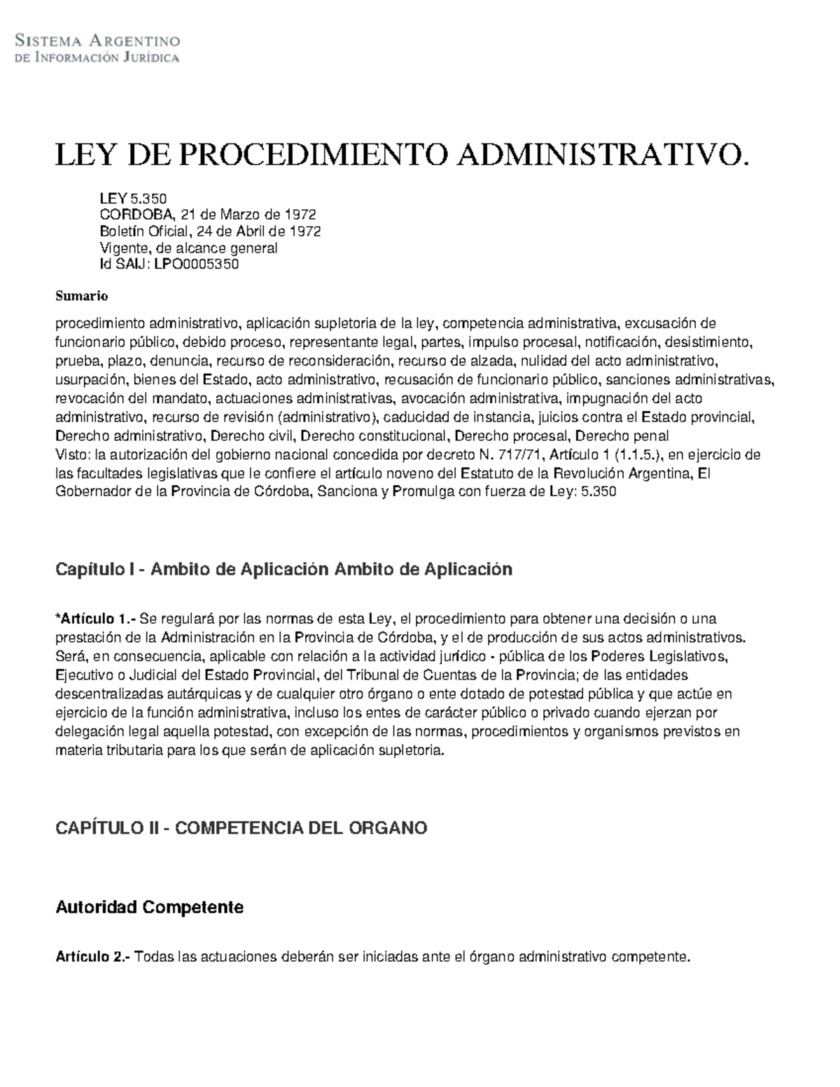 LEY DE Procedimiento Administrativo - LEY DE PROCEDIMIENTO ...