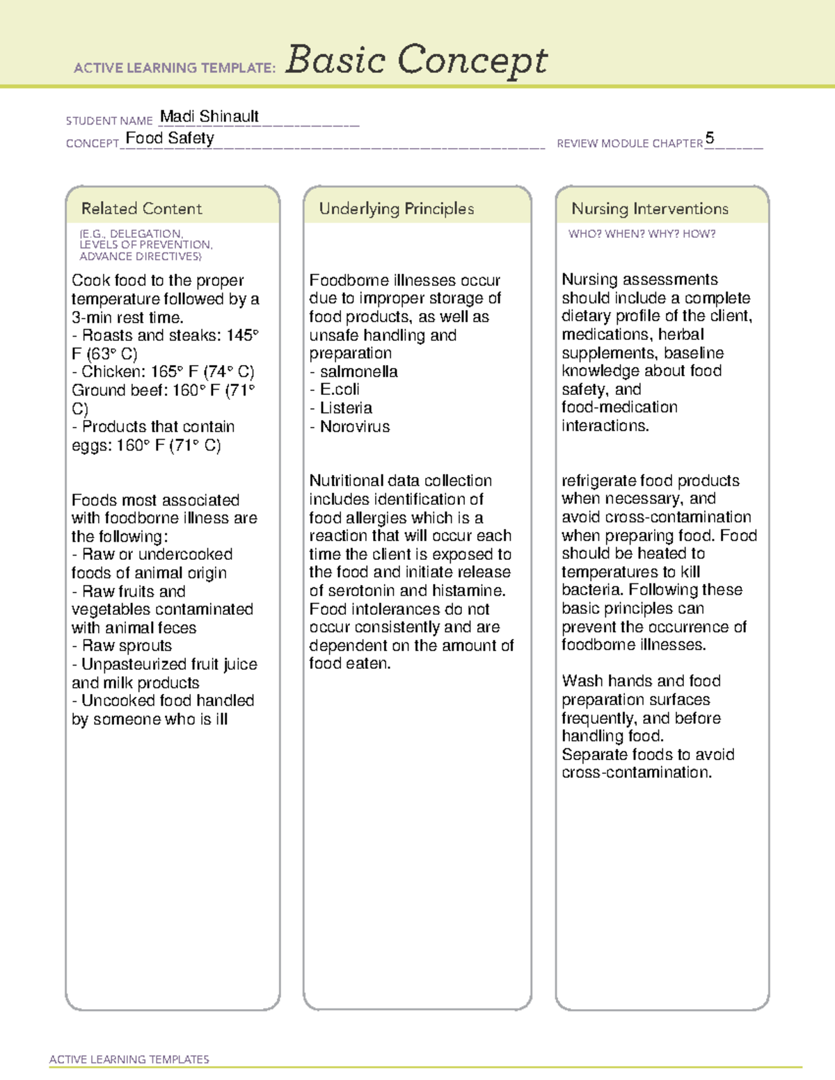 Food safety 1 - NUTRIT 7150 - ACTIVE LEARNING TEMPLATES Basic Concept ...