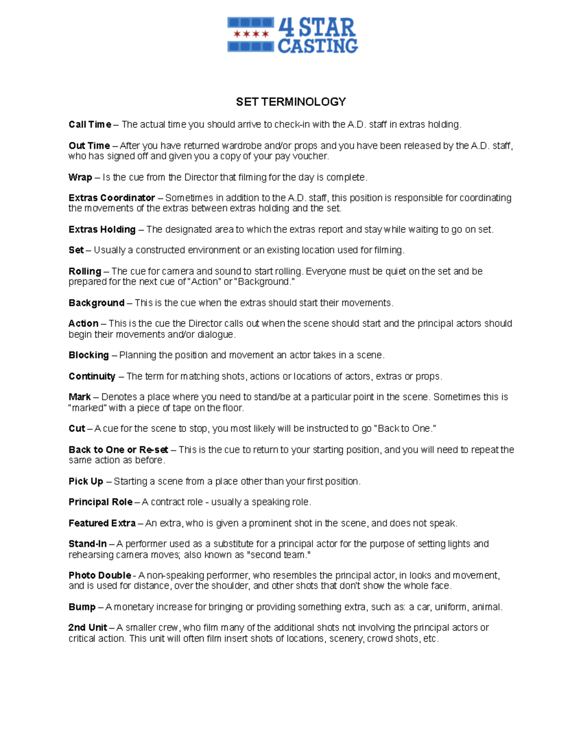 Set Terminology - Set terminogly - SET TERMINOLOGY Call Time – The ...