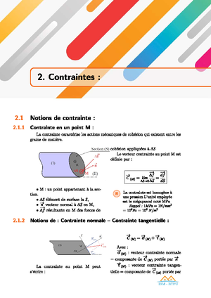 Chapitre 1 - cours contraintes dans les structures - Conraintes - Studocu