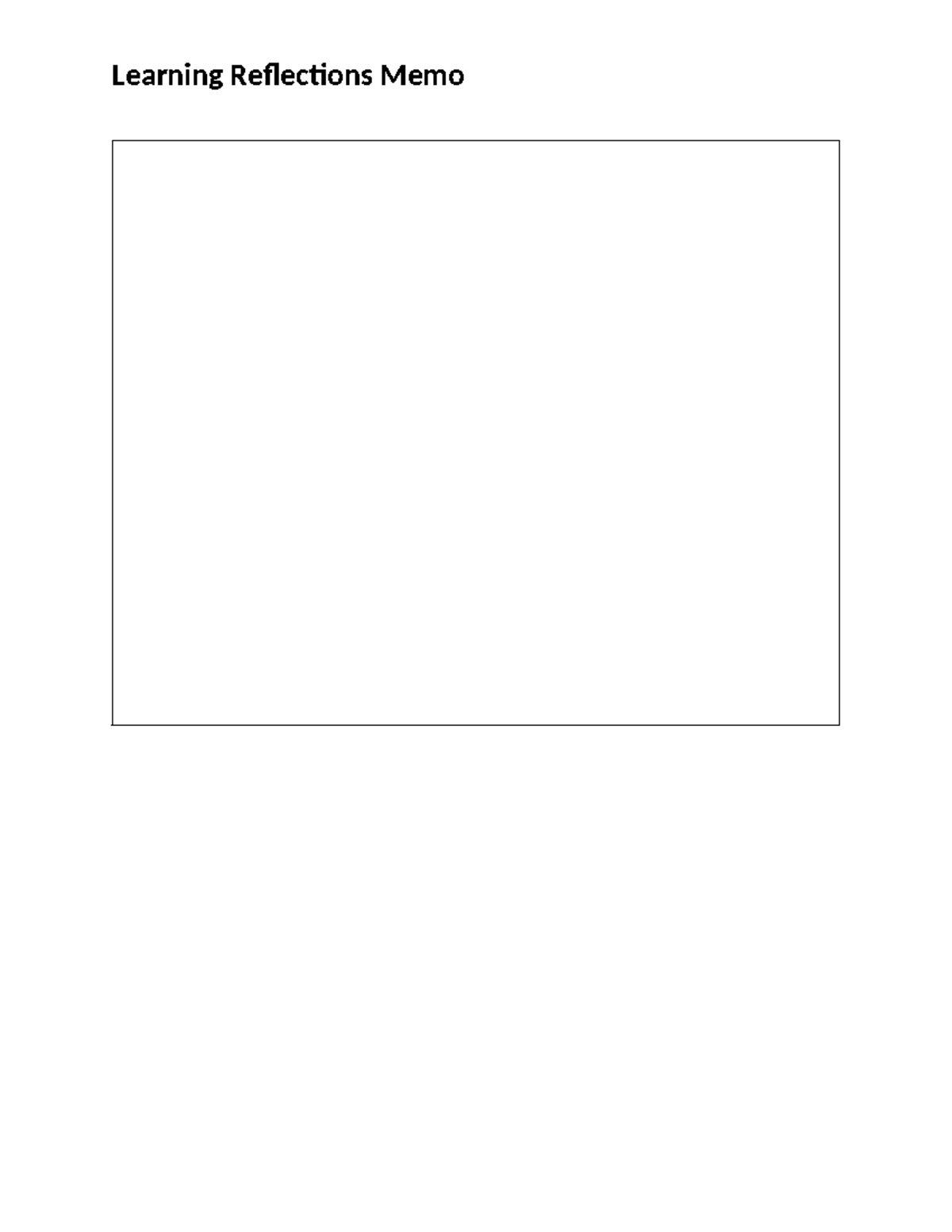 Learning Reflections Template - ENGL 1090 - Learning Reflections Memo ...