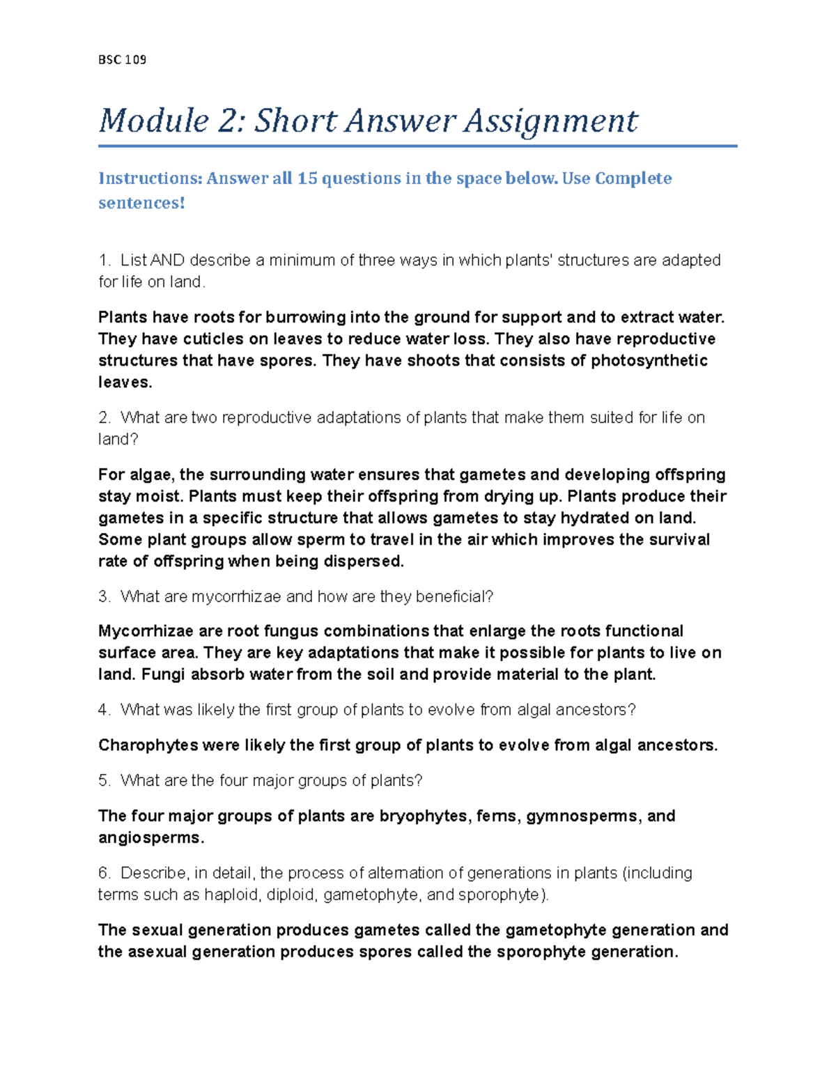 Abby Gourgues-mod2Assign - BSC 109 Module 2: Short Answer Assignment ...