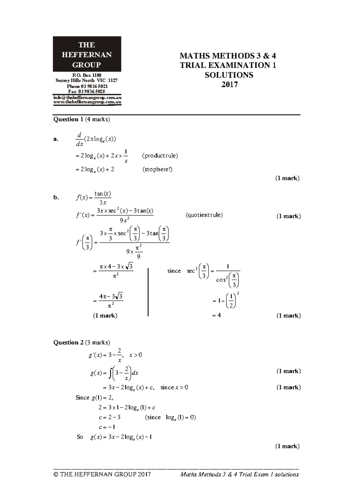 2017 Maths Methods Units 3 4 Exam 1 solutions - - Studocu