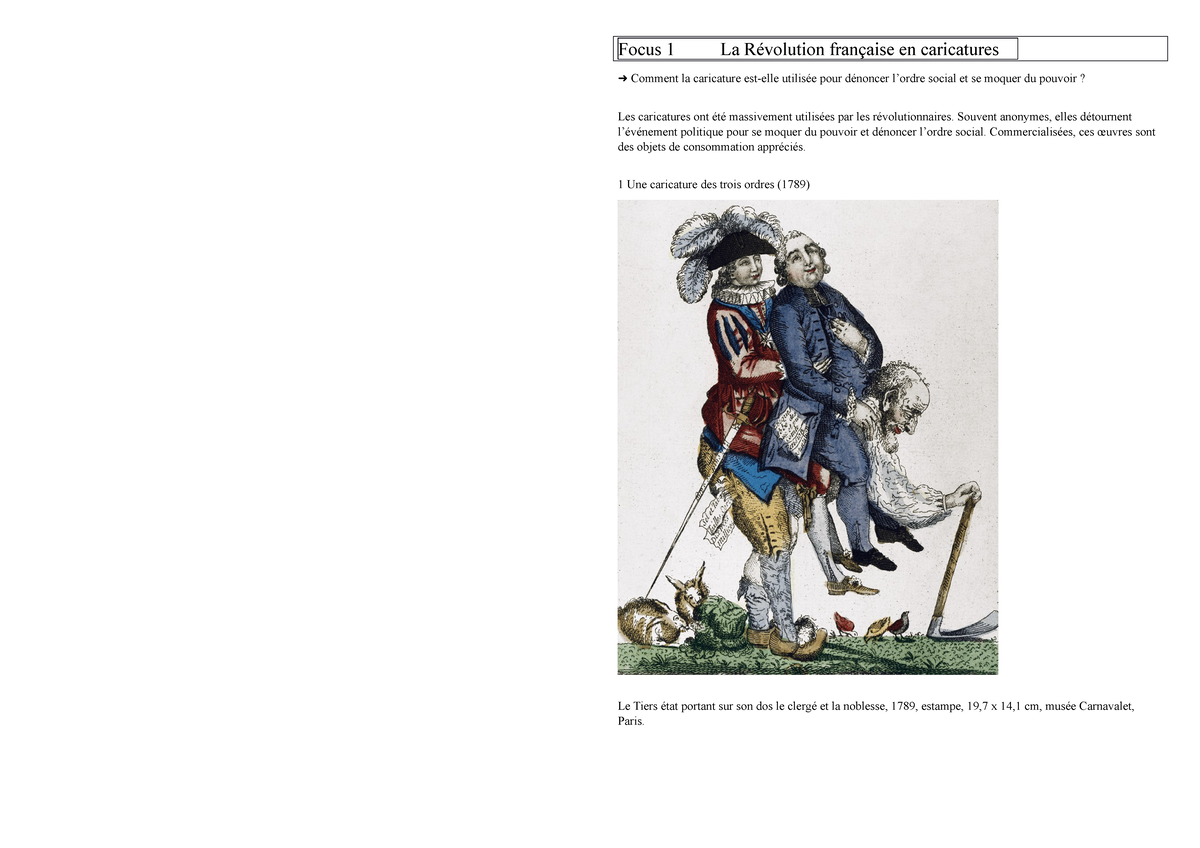 Séance 5 Focus 1 La Révolution française en caricatures - Focus 1 La ...