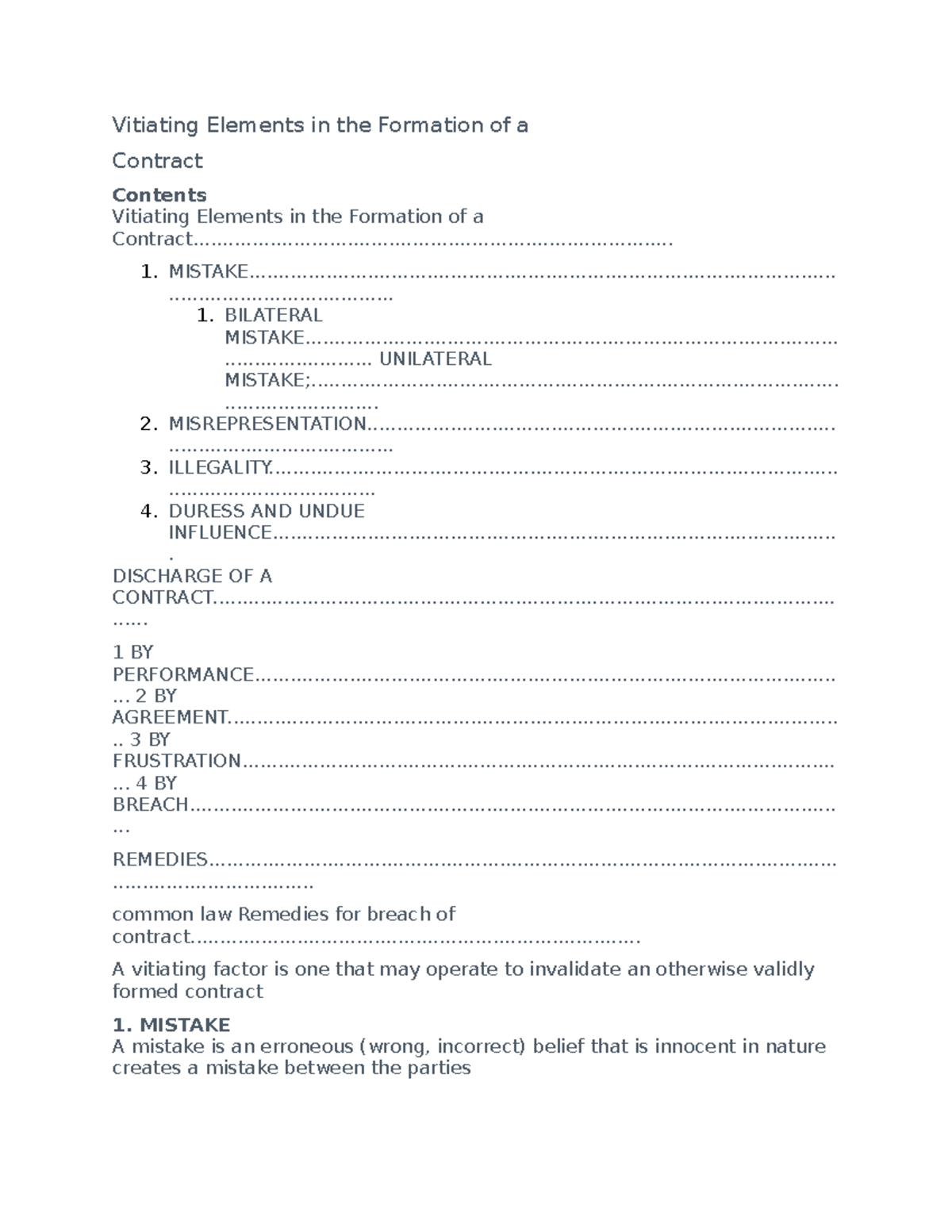 Acid's Vitiating Elements in the Formation of a contract - Vitiating ...