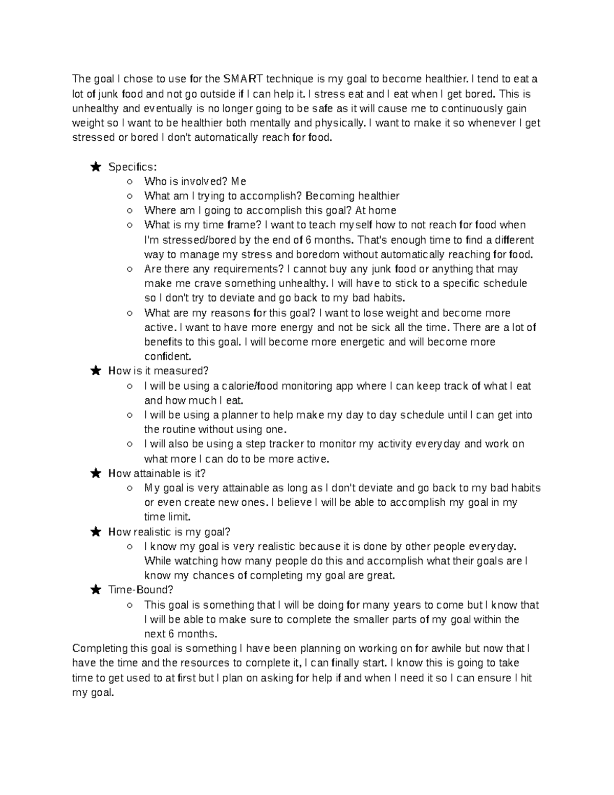 BUS 1101 Learning Journal 1 - Google Docs - The goal I chose to use for ...