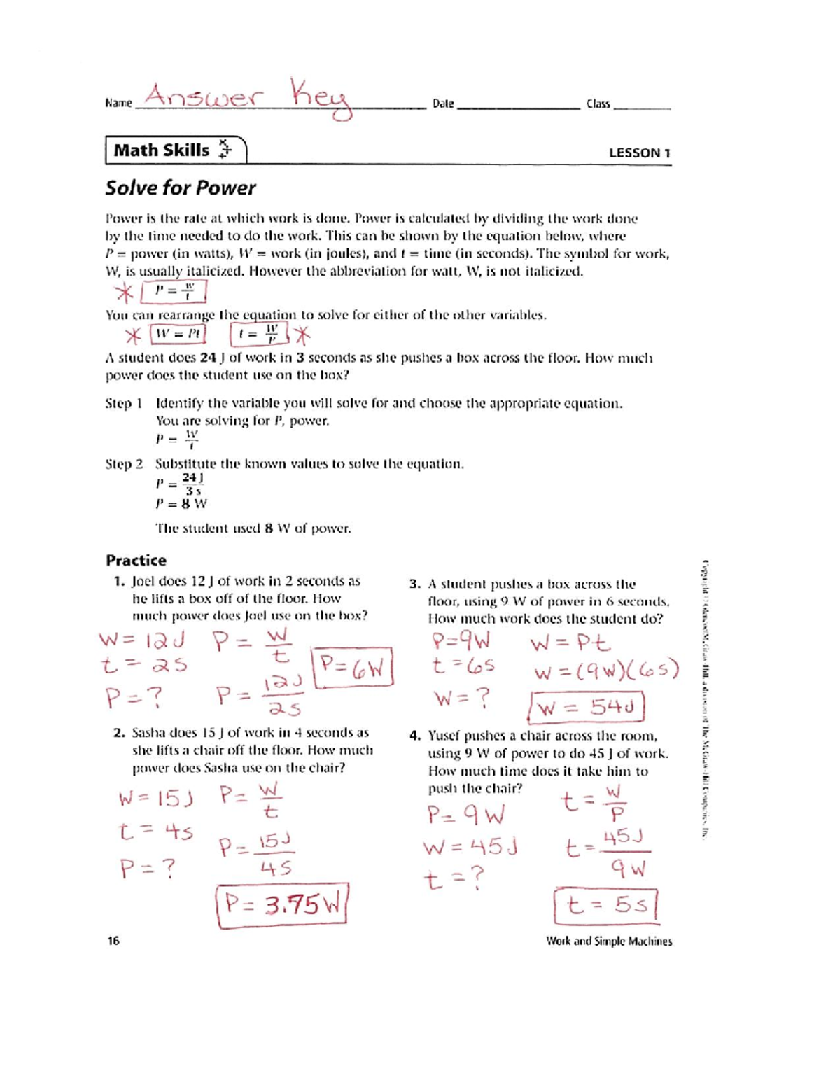 Solving for Power Worksheets Answer Key - Gestão da qualidade e ...