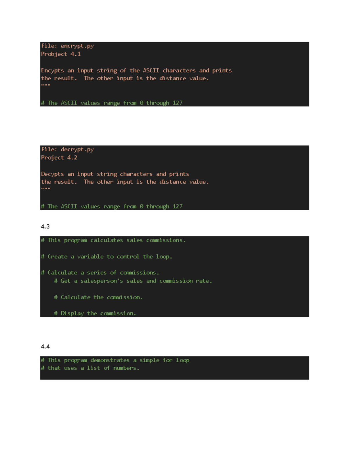 Assigmnets for Ch4-1 - File: encrypt Probject 4. Encypts an input ...