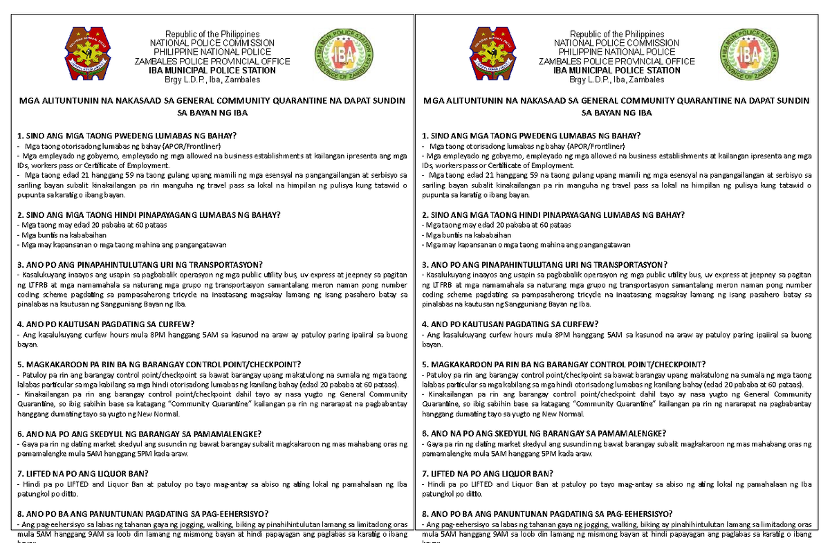 Flyers protocol - flyer - Republic of the Philippines NATIONAL POLICE ...