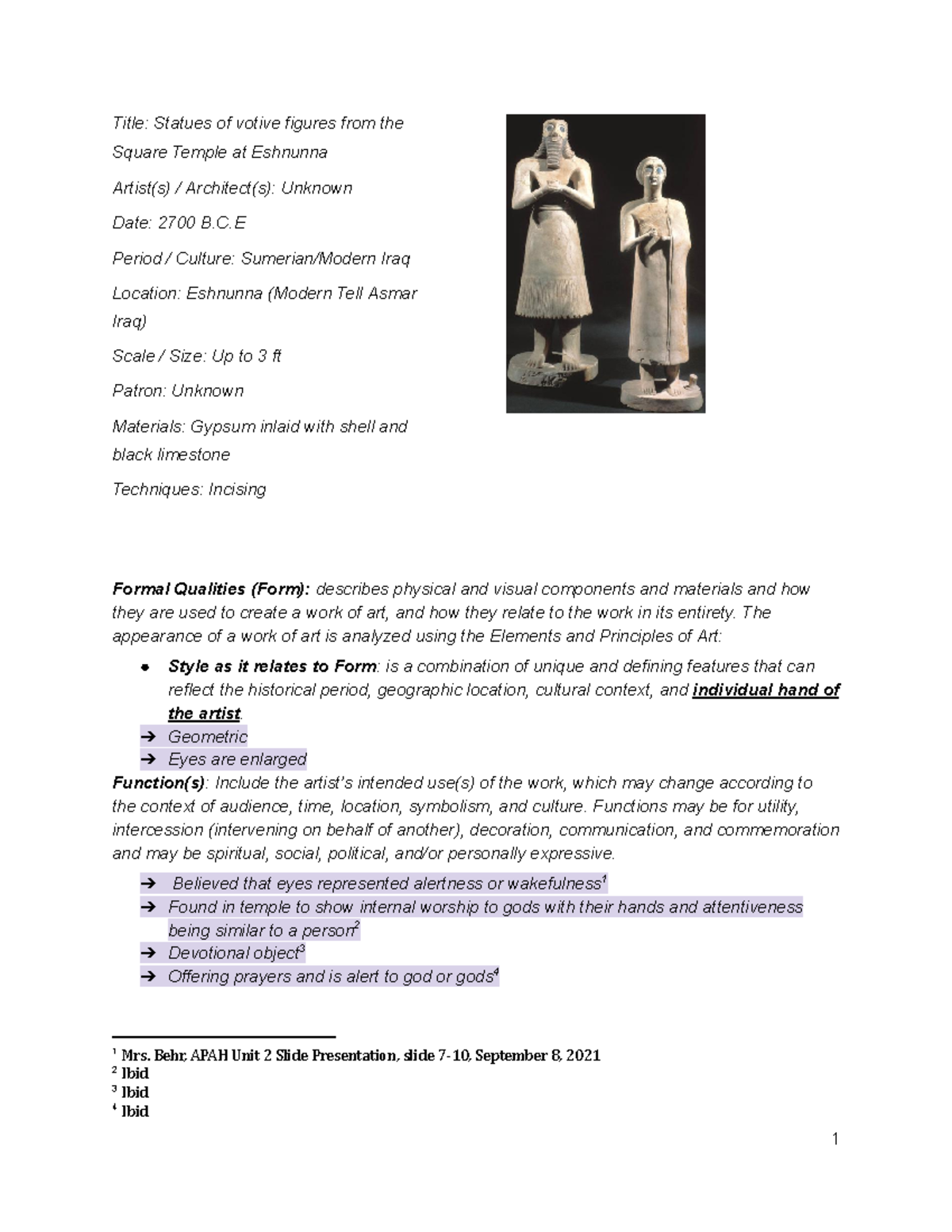 APAH Study Guide Template ~ Ancient Mediterranean Art, Near East ...