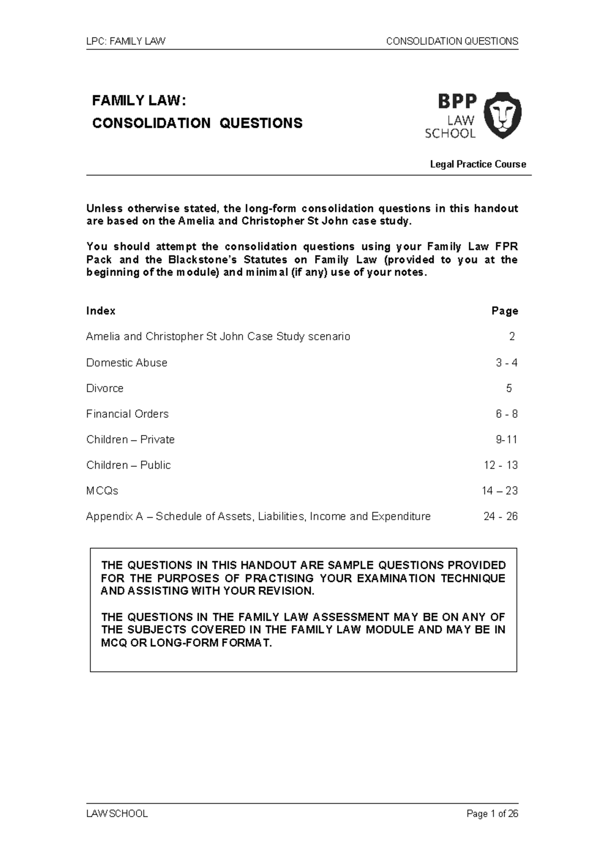 FL Consolidation Questions - LPC: FAMILY LAW CONSOLIDATION QUESTIONS ...