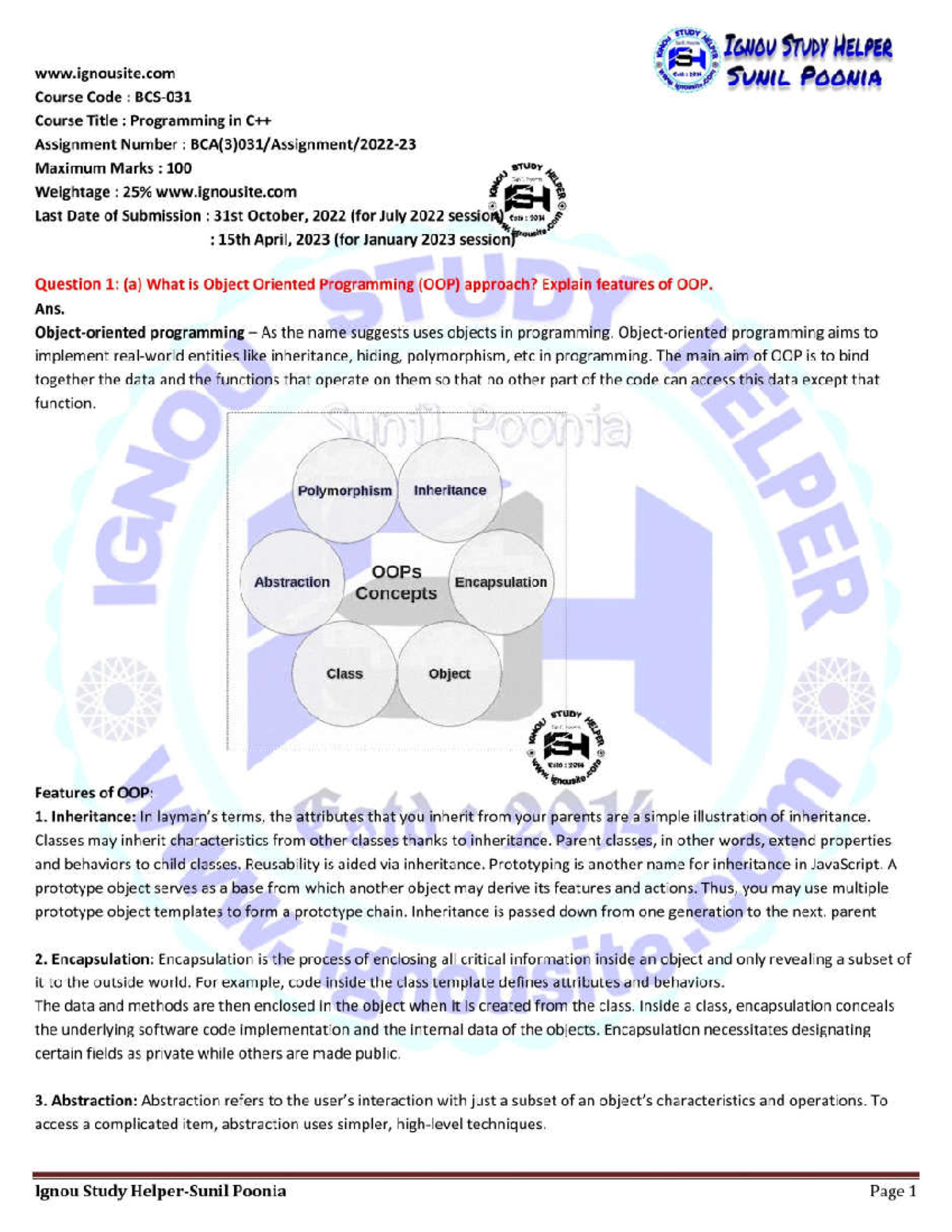 Bcs 031 2022 23 Solved Assignment Data And File Structures Lab