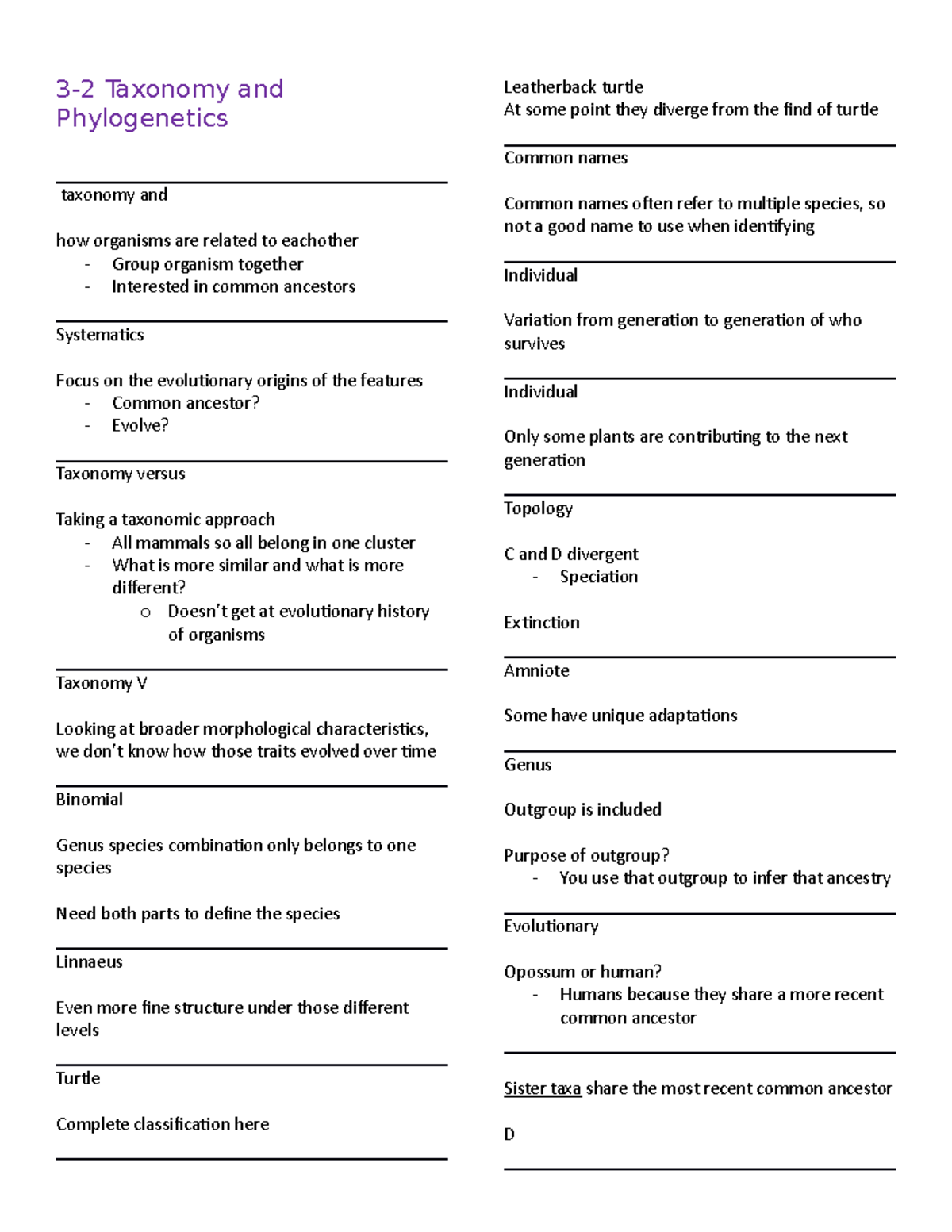 3-2 - Lecture notes 2 - 3-2 Taxonomy and Phylogenetics taxonomy and how ...